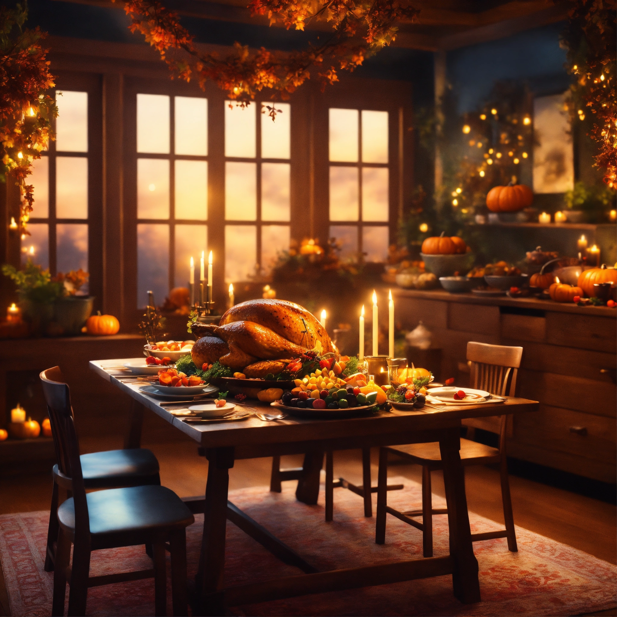 Lexica - Epic shot of a ultra cozy vegetarian thanksgiving table, ultra ...