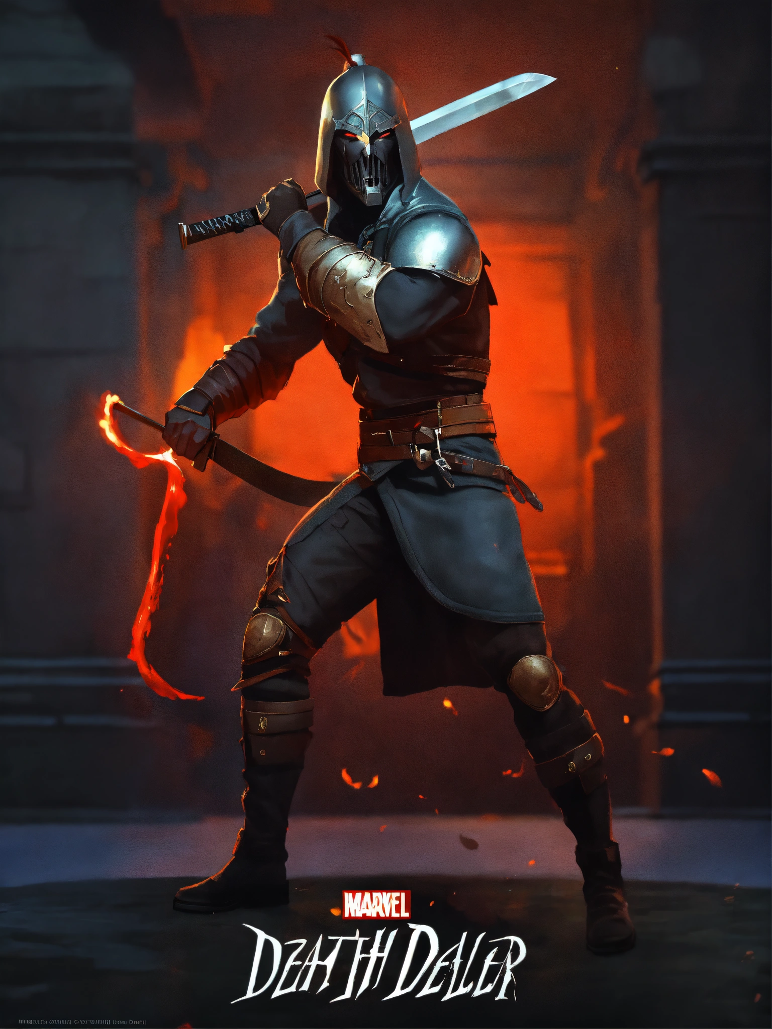 Lexica - Marvel death dealer holding two short knives in action ...