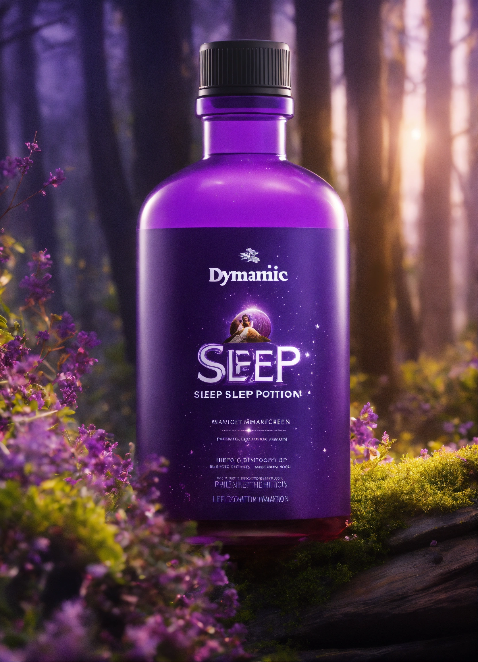 Lexica - Purple sleep potion, in the style of an outdoors product hero ...