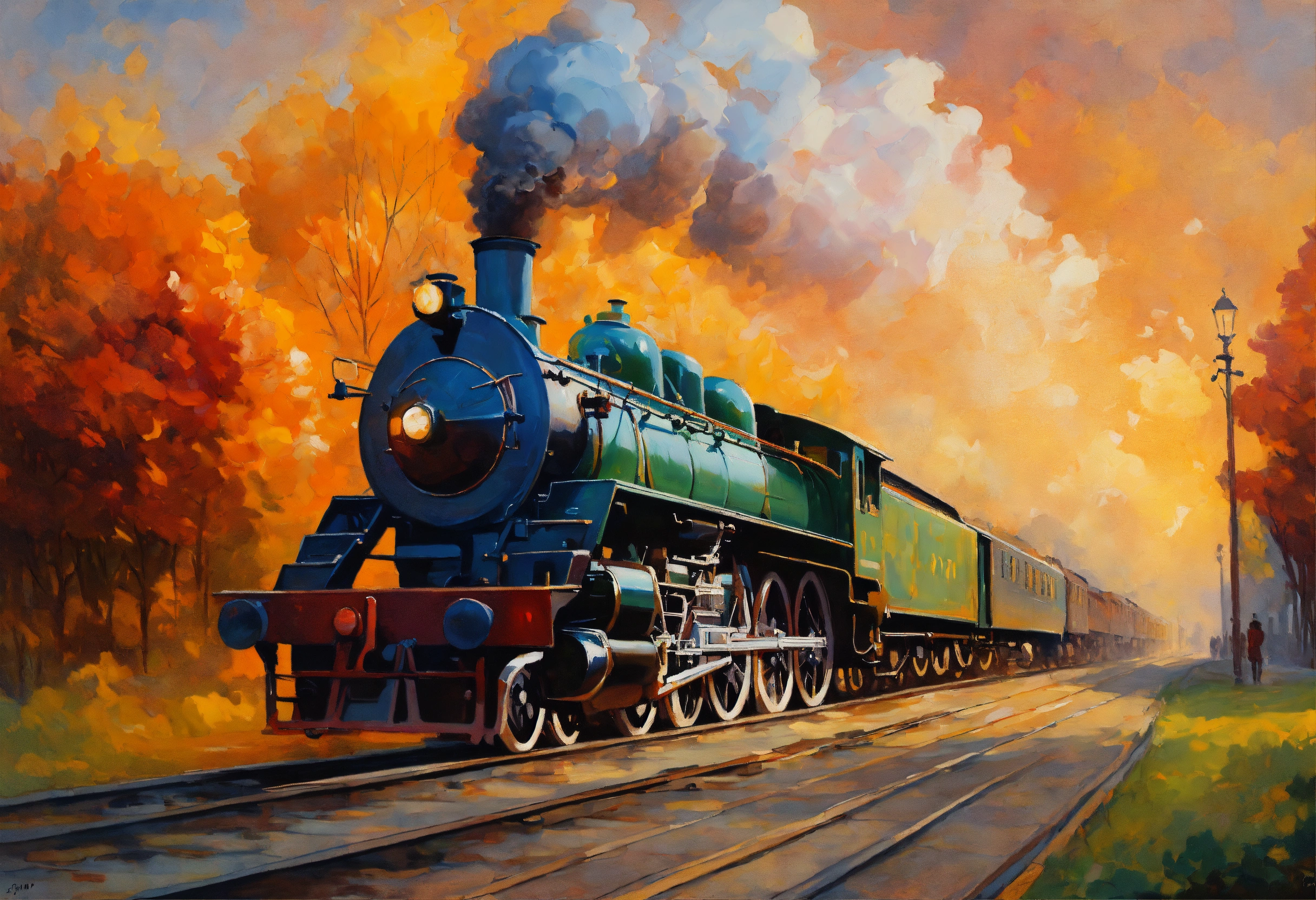 Lexica - Create a painting of an steam locomotive with tender big boy ...