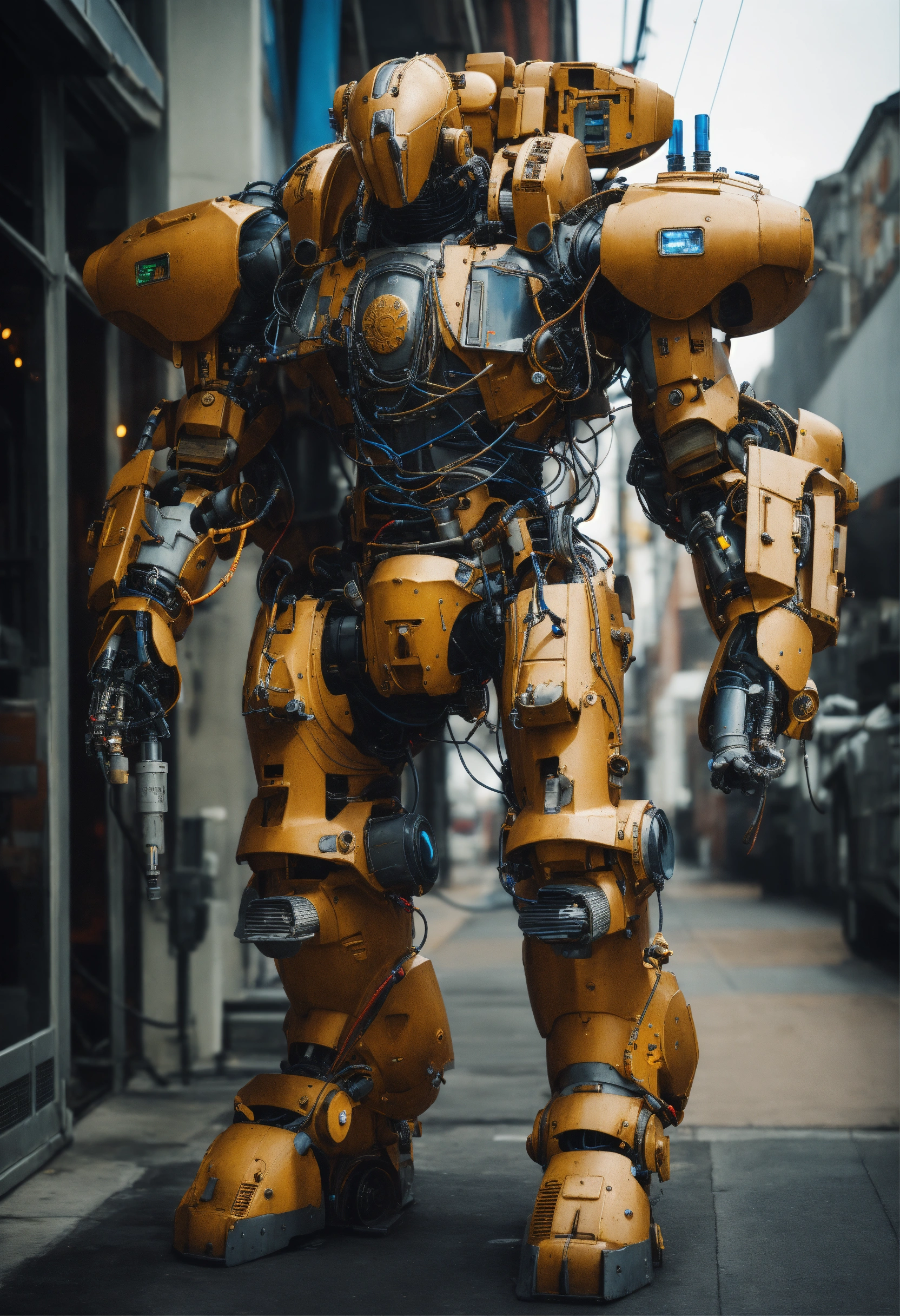 Lexica - Large cybernetic power armor with many cables and strong ...