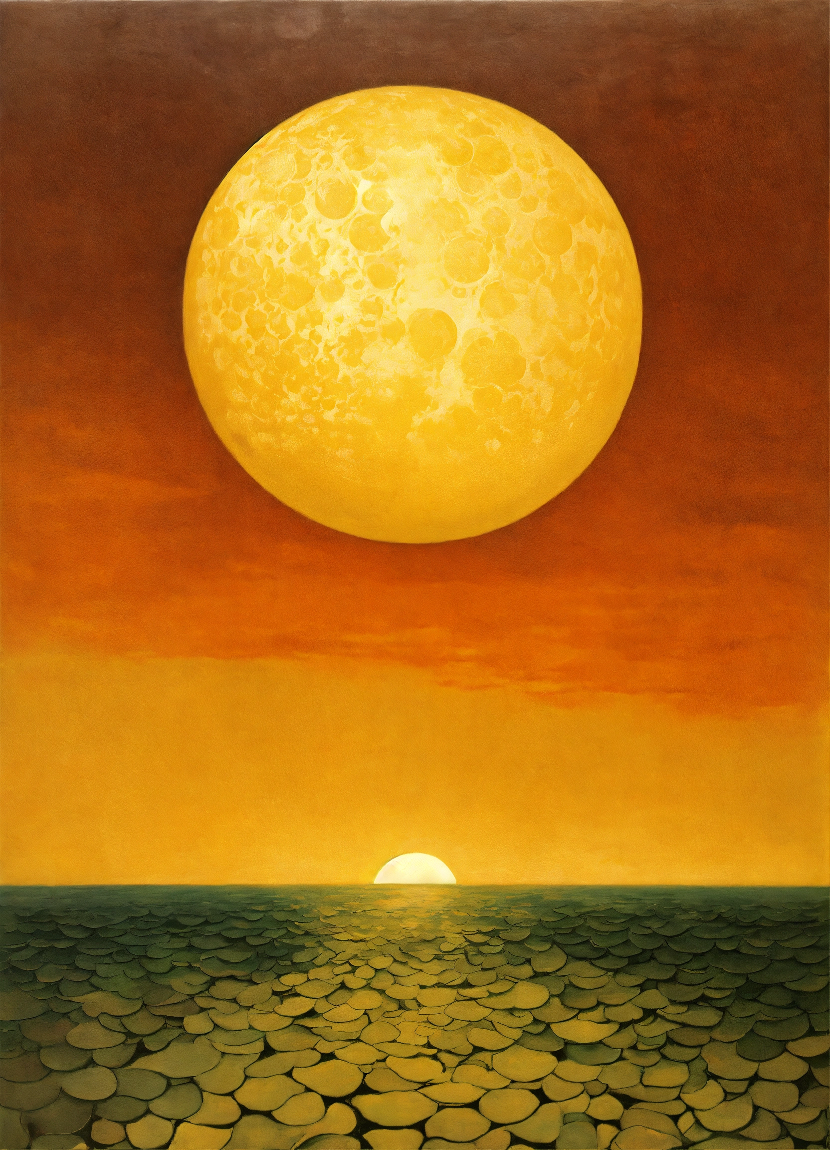 Lexica - Sun melting into the moon rene magritte, , abstract