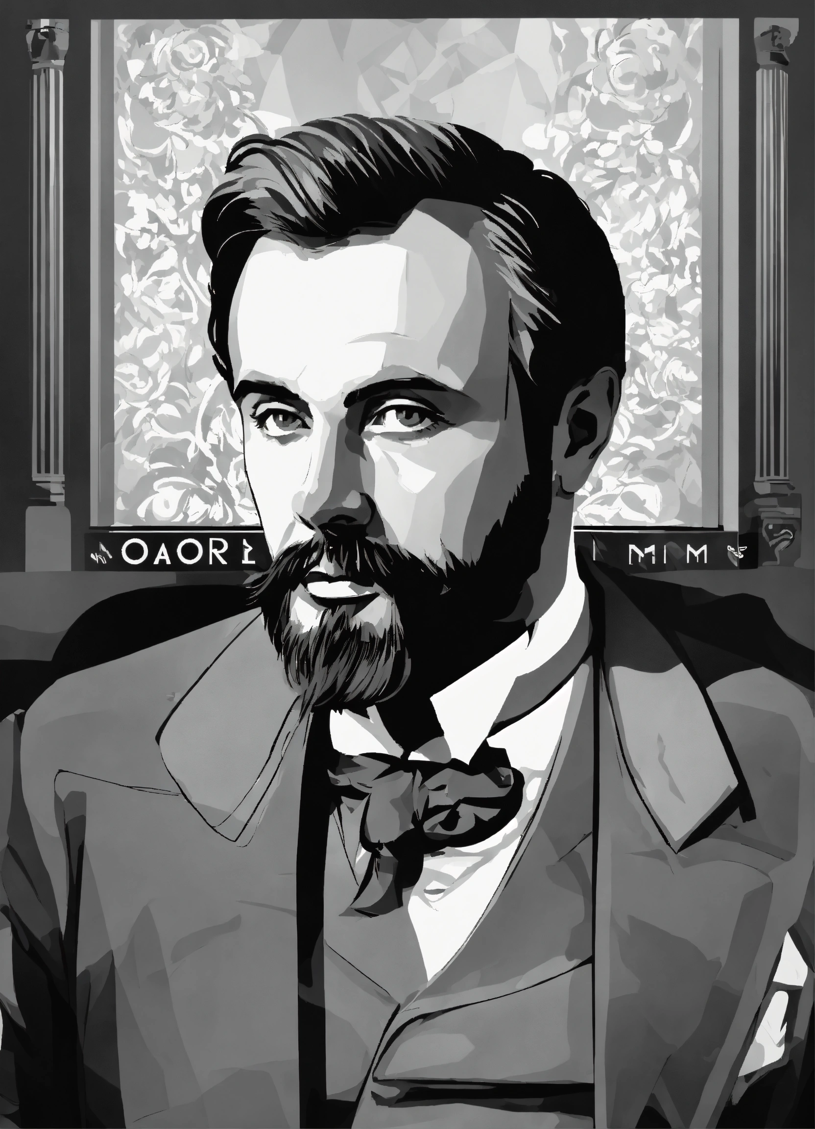 Lexica - Anton Dvorak vector back and white style with 3 shades of grey