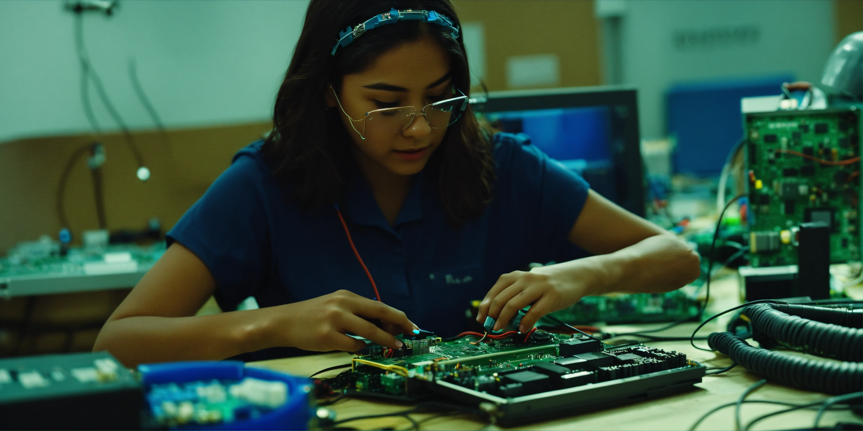 Lexica - An electronics engineer girl assembles a computer she was ...