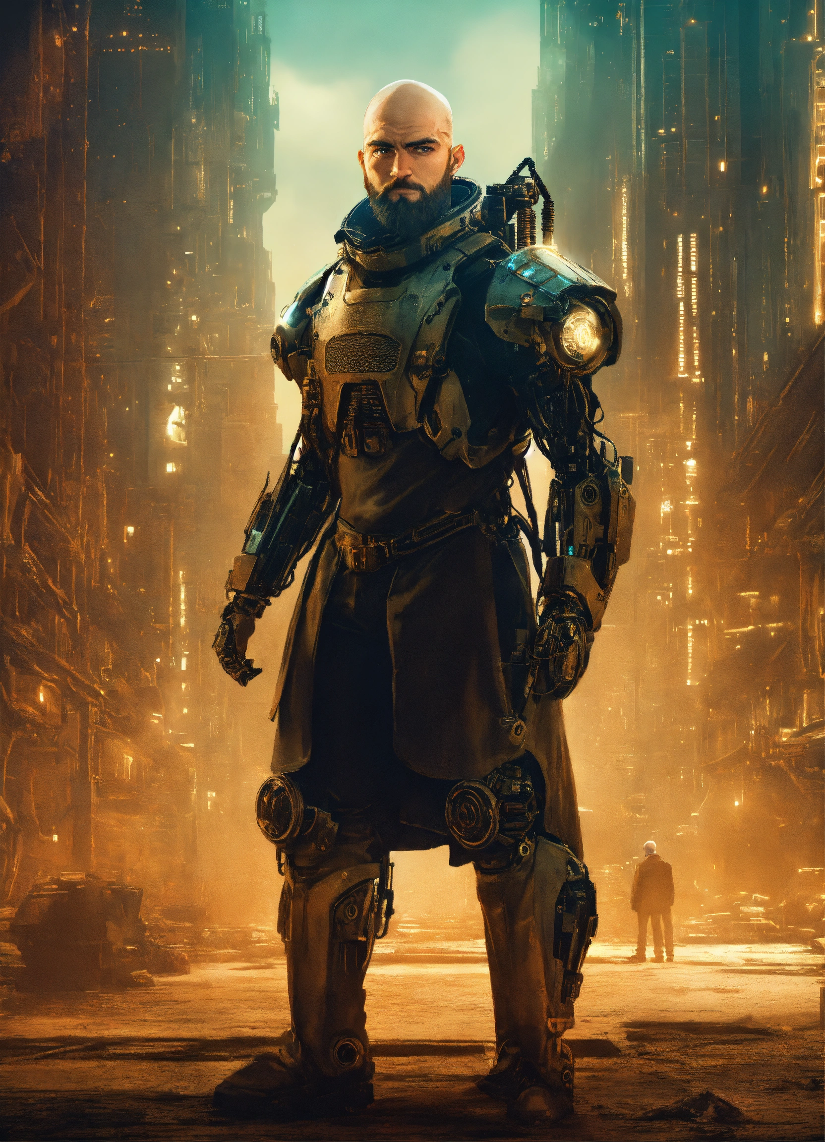 Lexica - A young bald man with beard image of a monstrous, evil ...