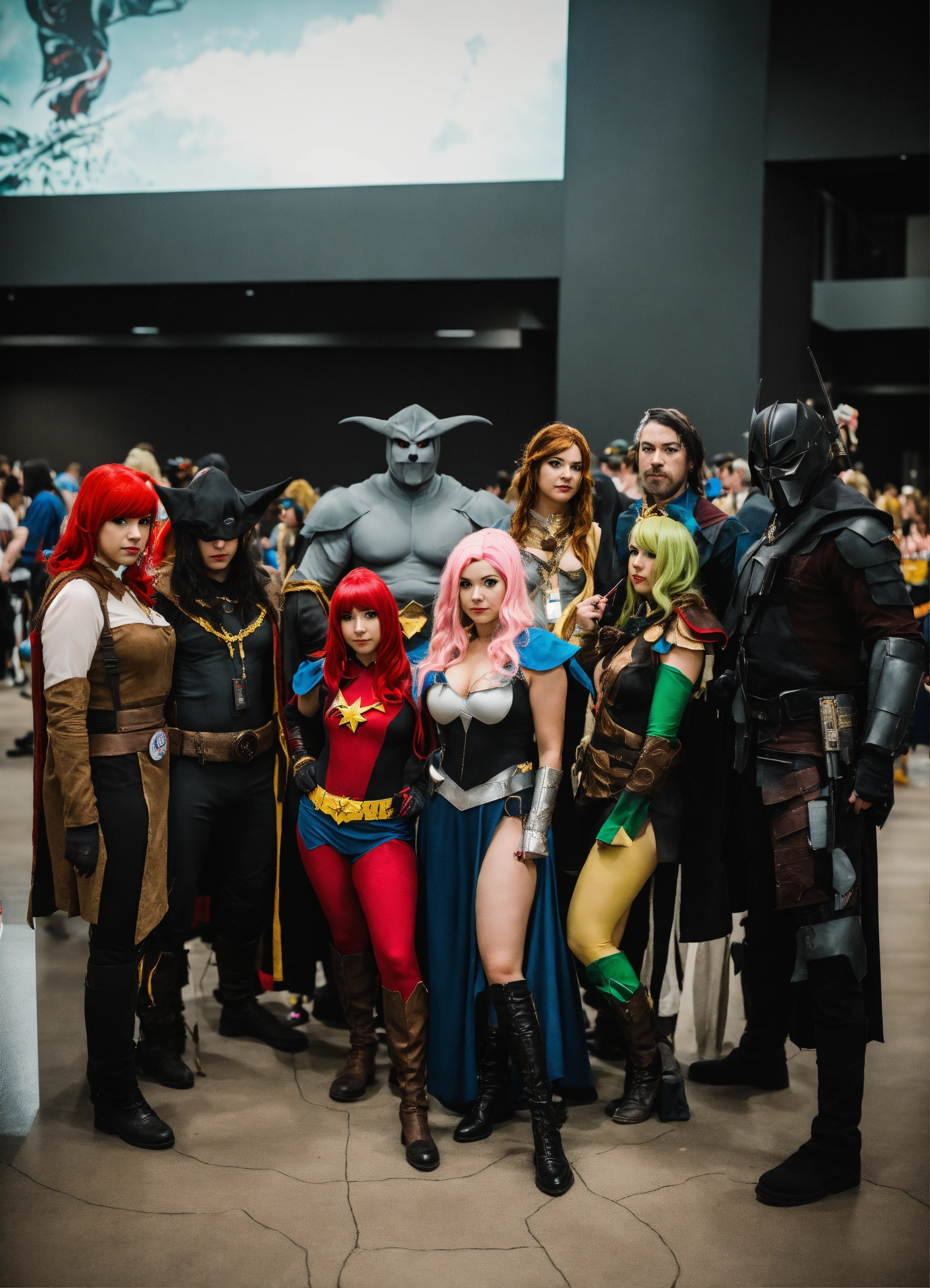 Lexica - Comic con group photo, lots of different cosplay, shot on Sony ...