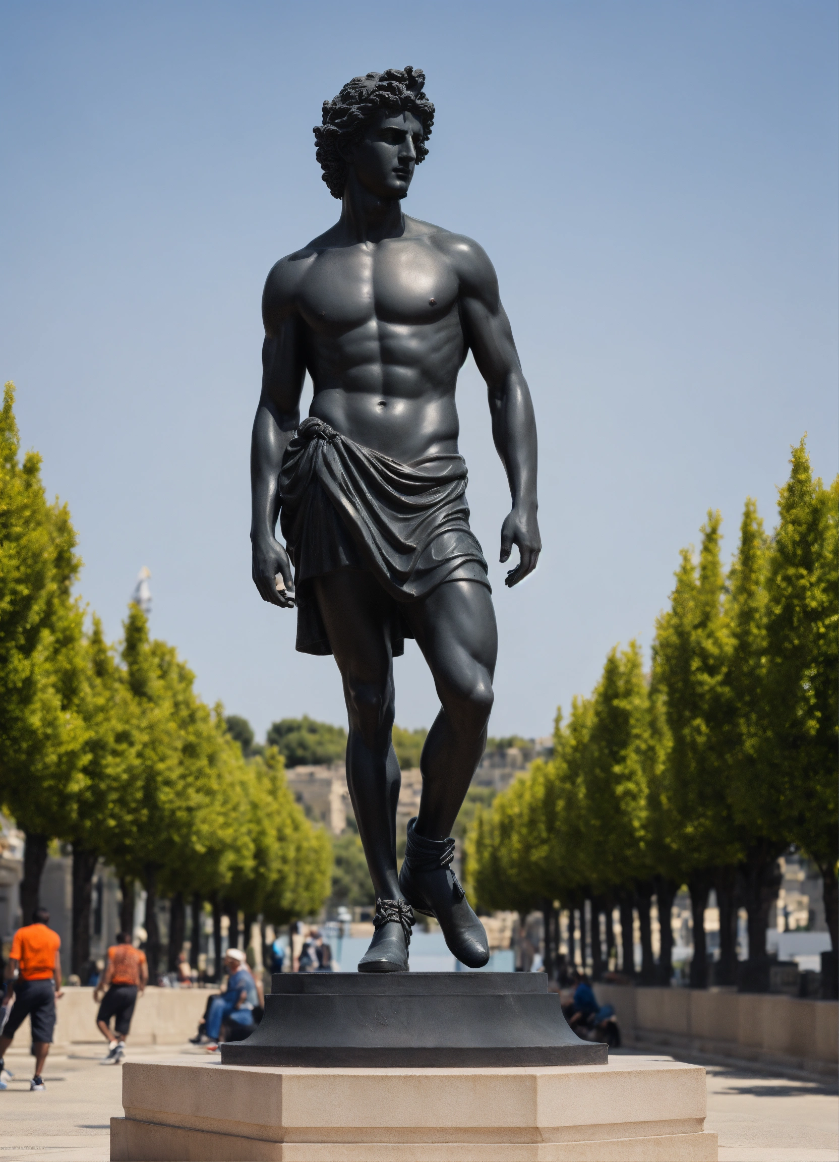 Lexica - A Statue of Greek god Statue with a wavey middel Parting Hair ...