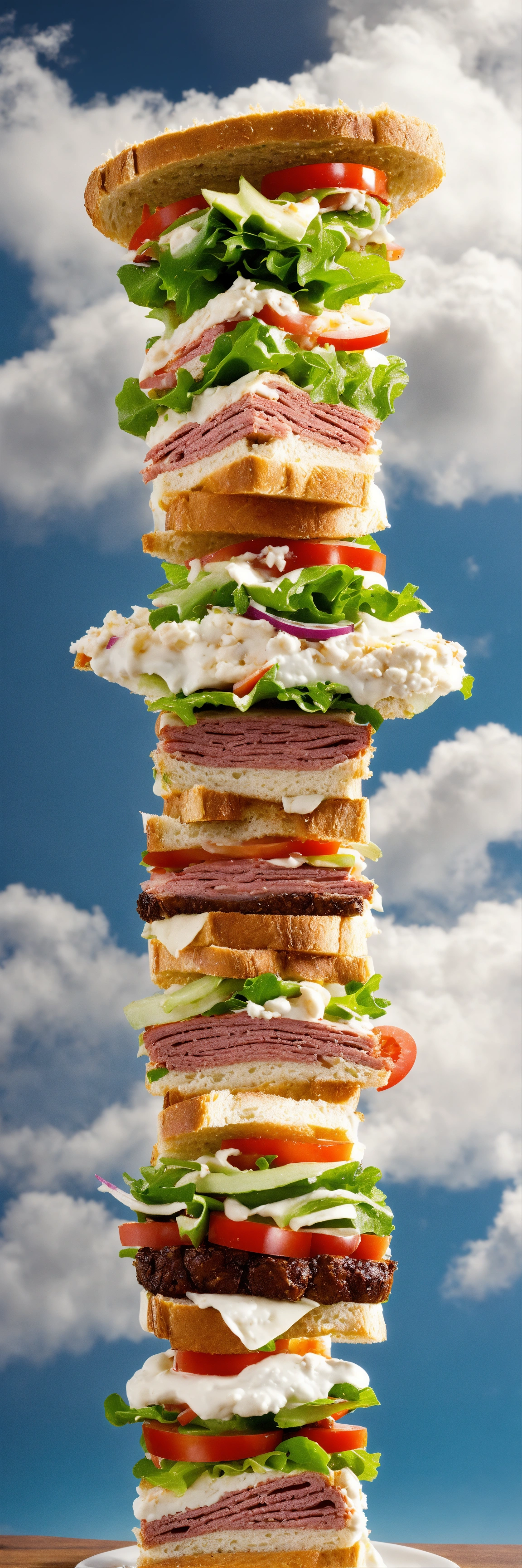 Lexica - Very tall sandwich taking off like a rocket, rocket explosion ...