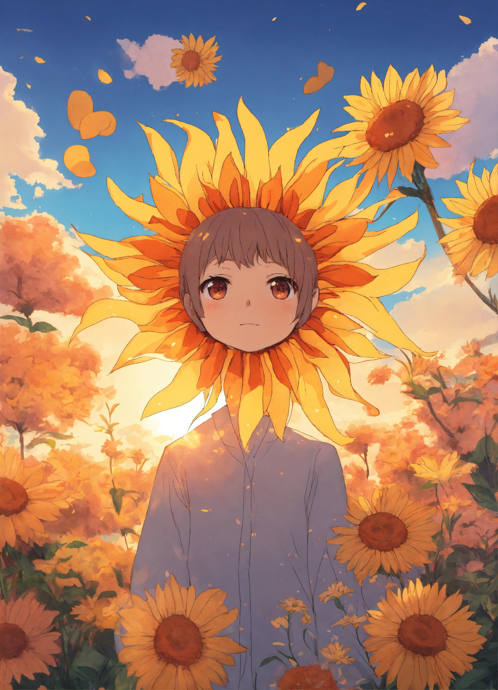 Lexica - A cartoon anime Sun floating with a face concentrating ...