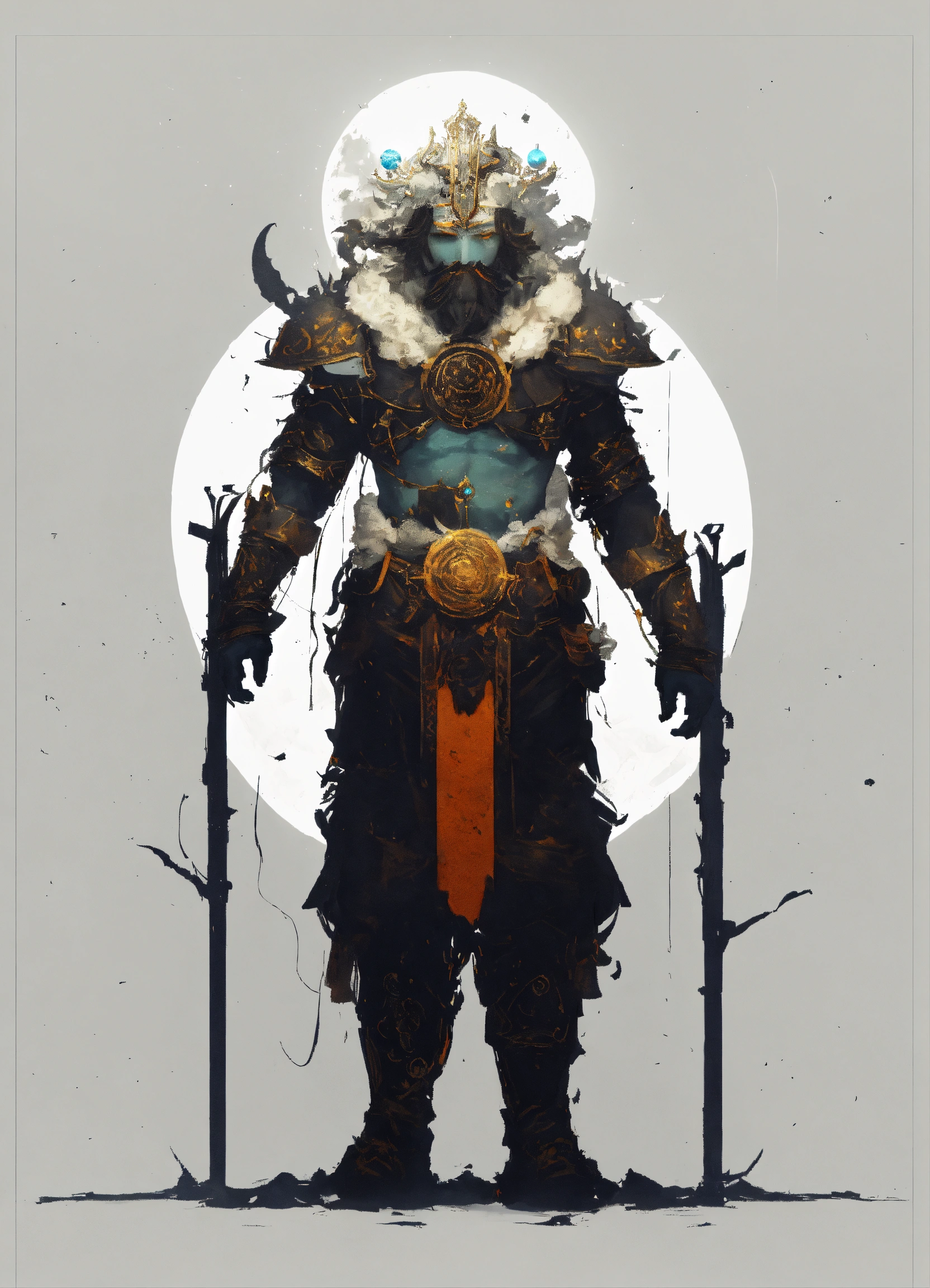 Lexica - Crazy god of the moon with white background, minimalistic, future art