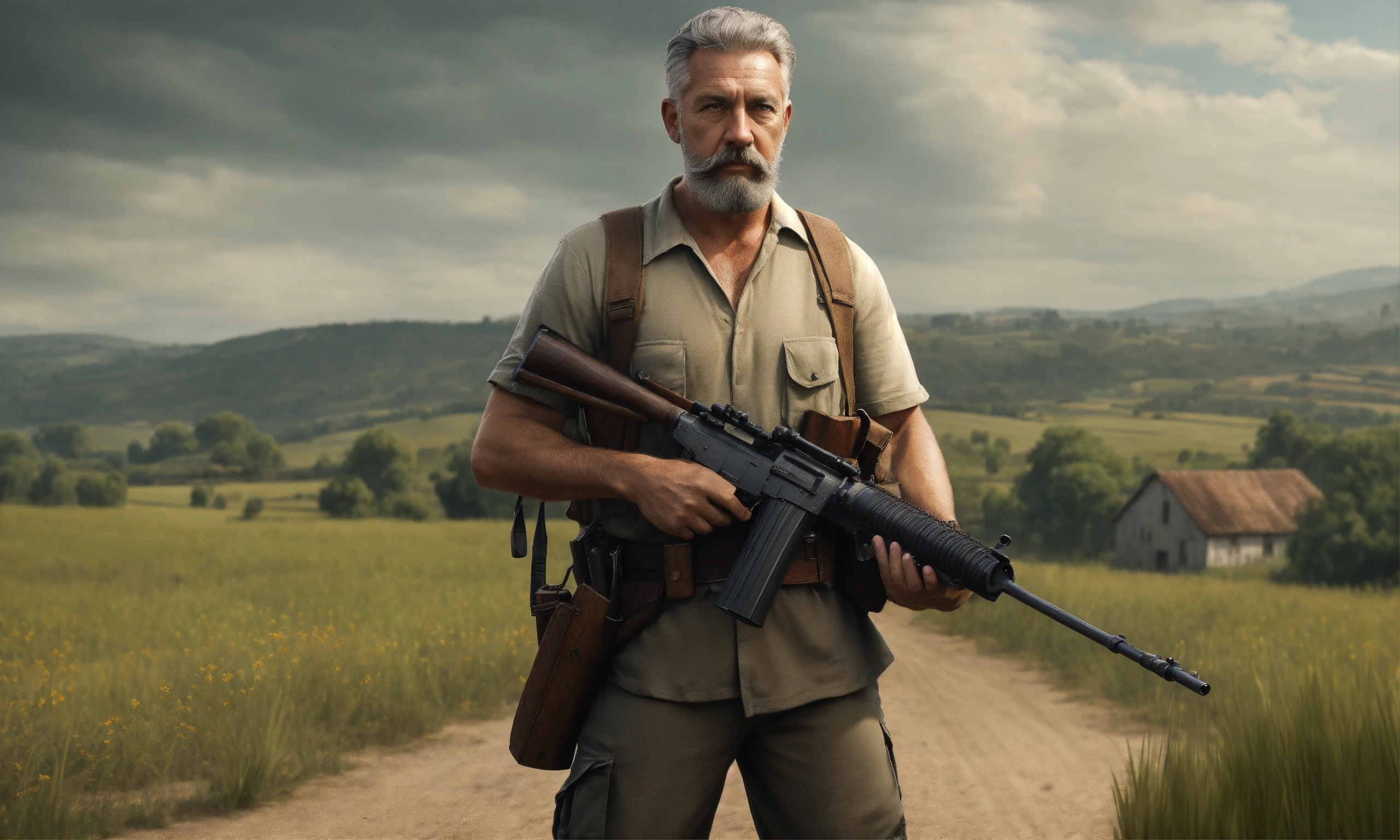 Lexica - 1940s german mercenary with a plain t shirt and cargo pants in ...