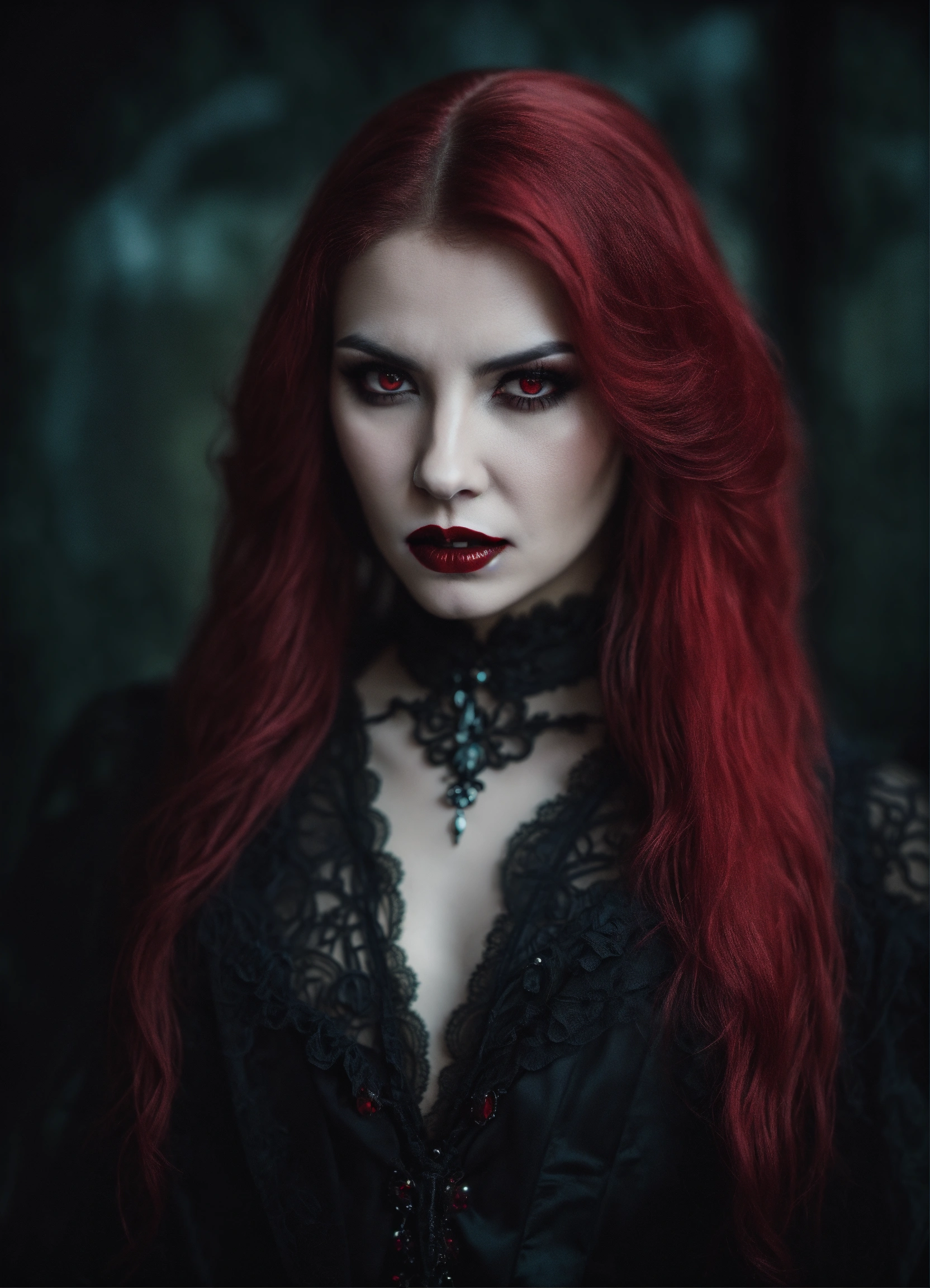 Lexica - Photo quality portrait of vampire as a gothic vampire with red ...