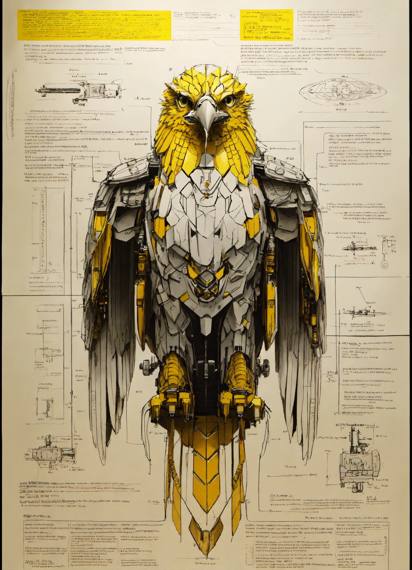 Lexica - Of a cybernetic eagle, technical drawings viewed from the ...