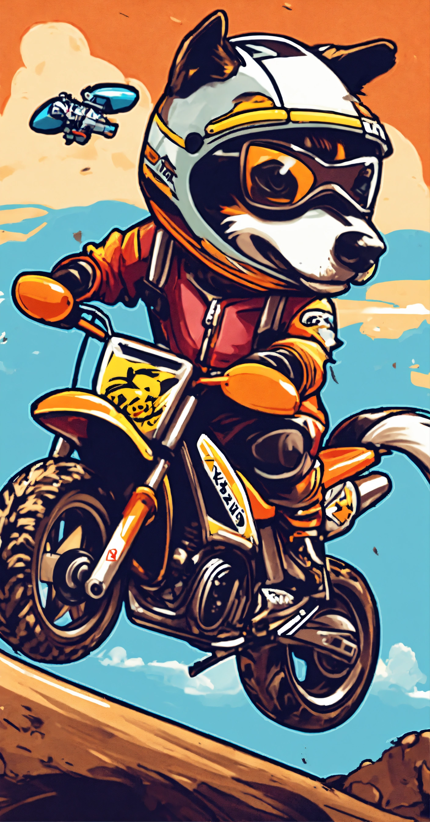 Lexica - Create an image of a dog as a professional motocross rider ...