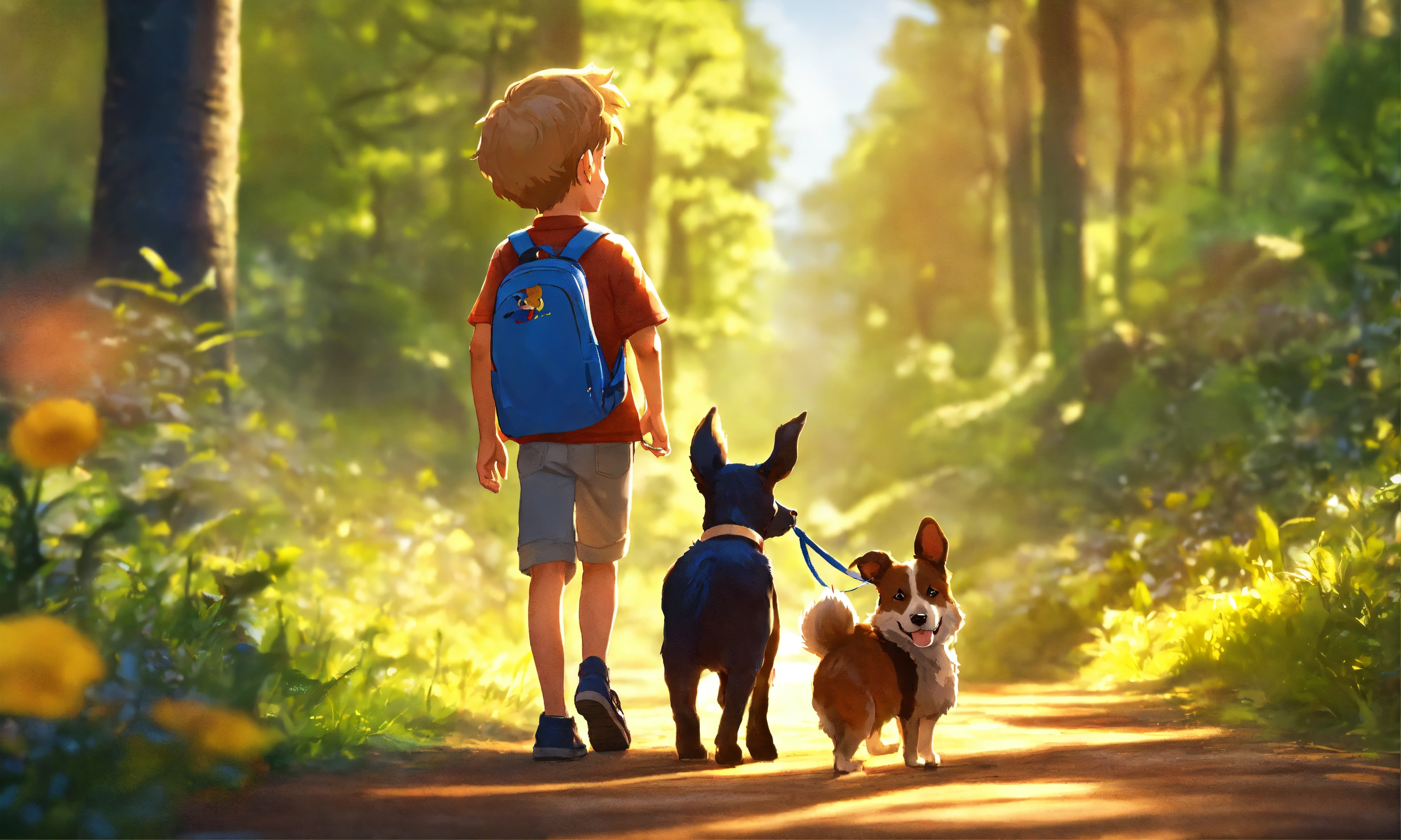 Lexica - Draw Lucas, a smiling boy, holding his faithful friend, Bolt ...