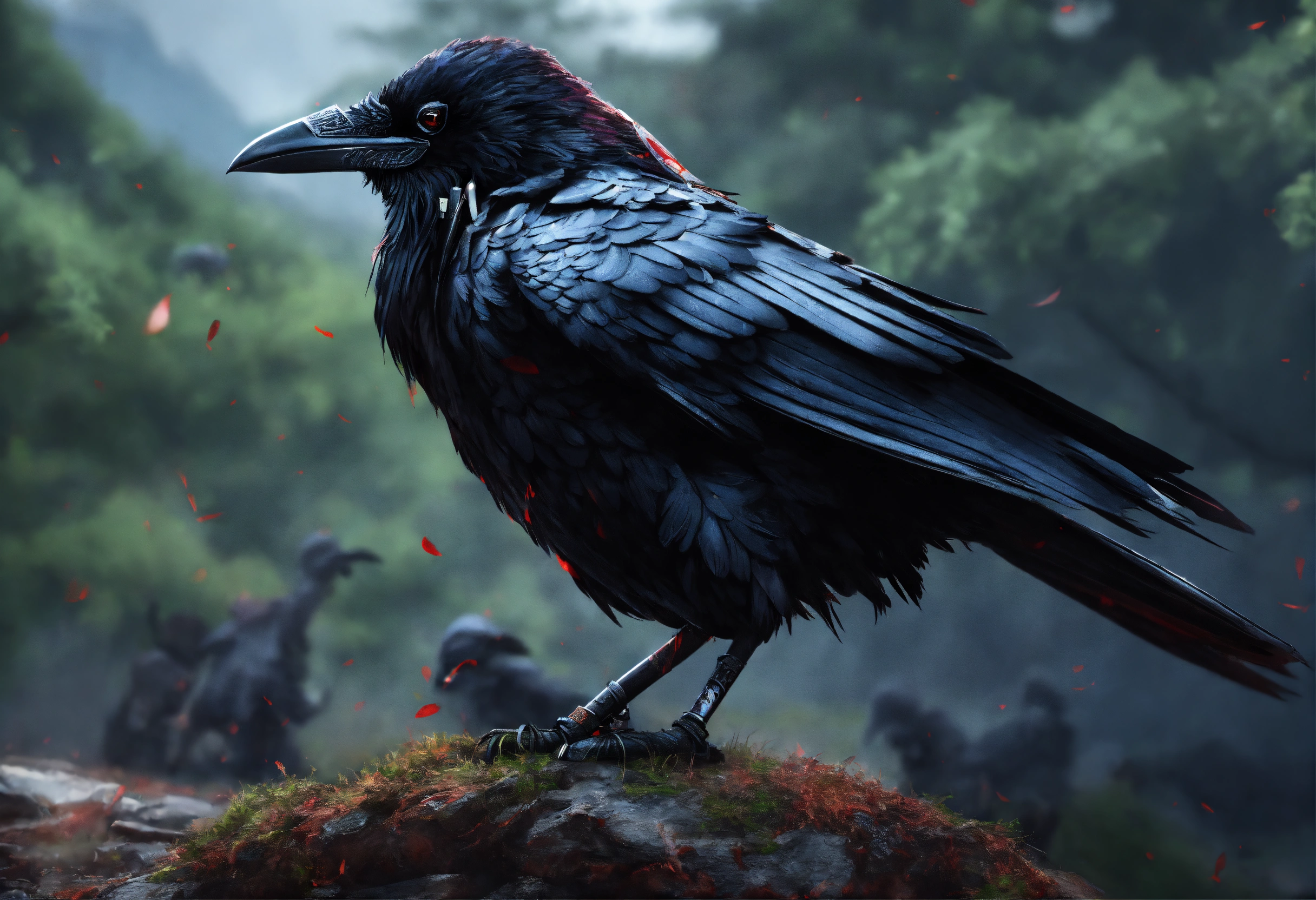 Lexica - Raven samurai with arms. Battlefield. Hyper realistic.