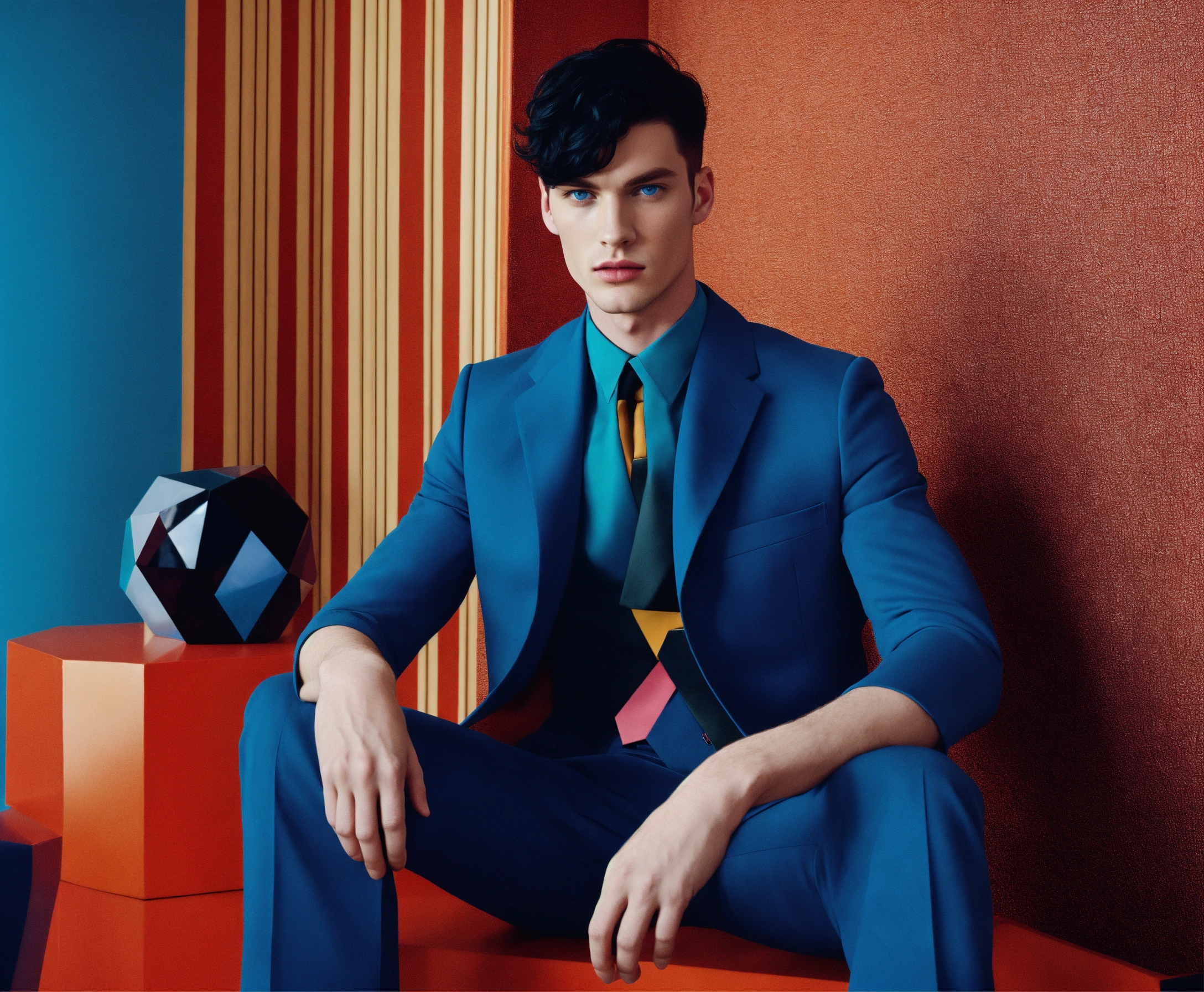 Lexica - Handsome male model,pale skin, black hair , blue eyes glasgow ...