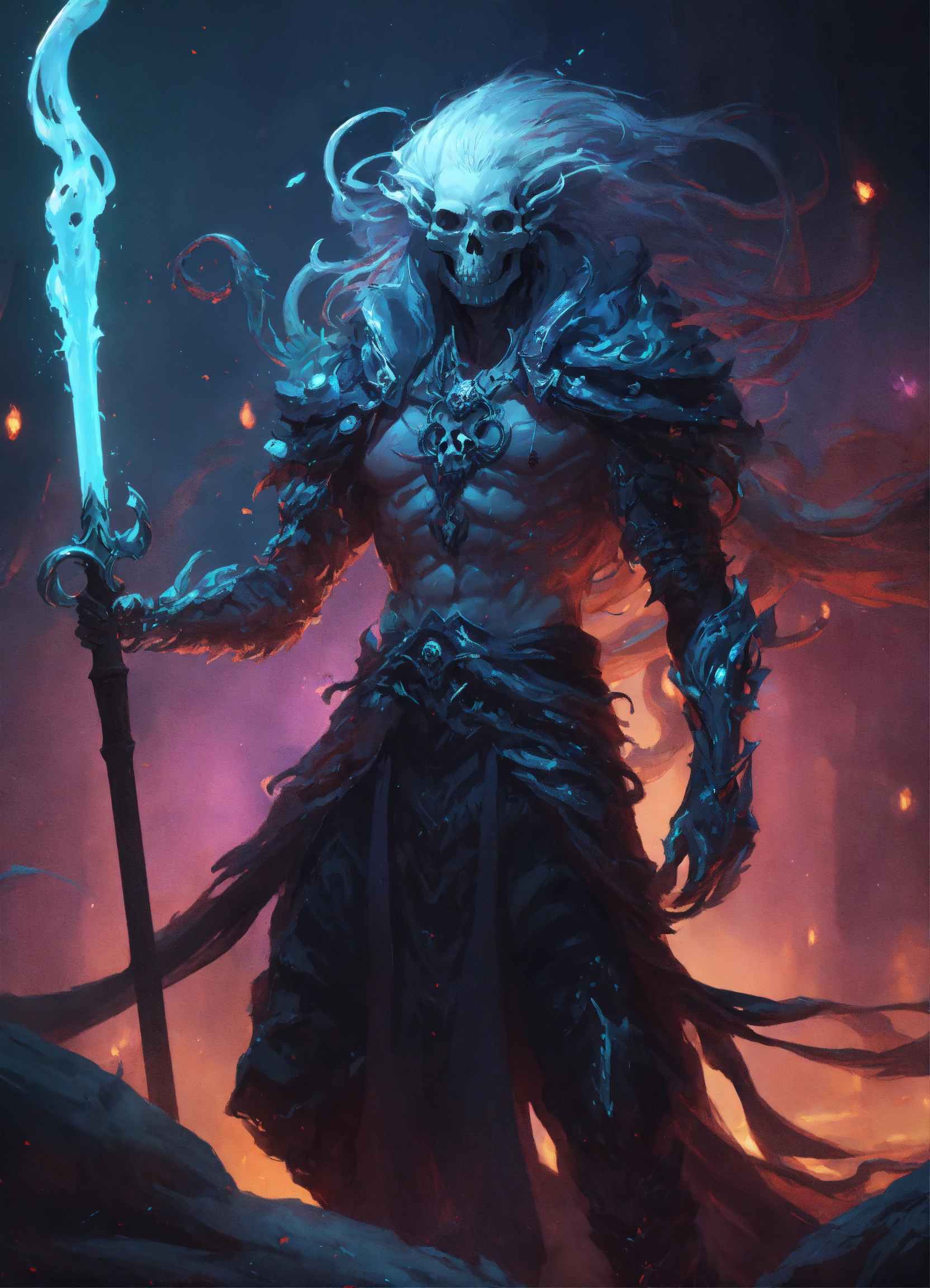 Lexica - Establishing shot of a fantasy spectral archlich with a savage ...