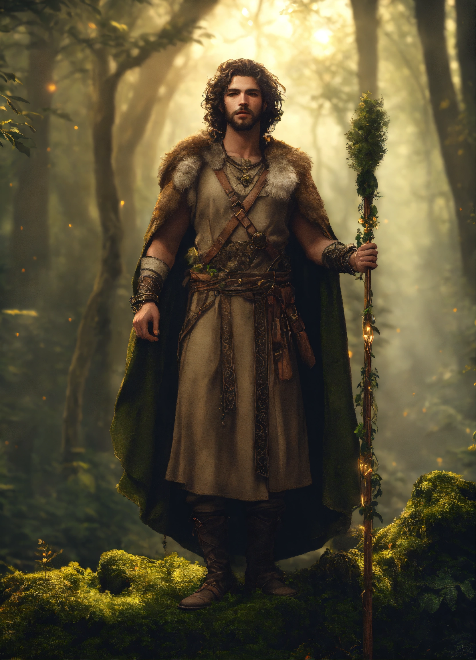 Lexica - A realistic full body portrait of a male druid, nature magic ...