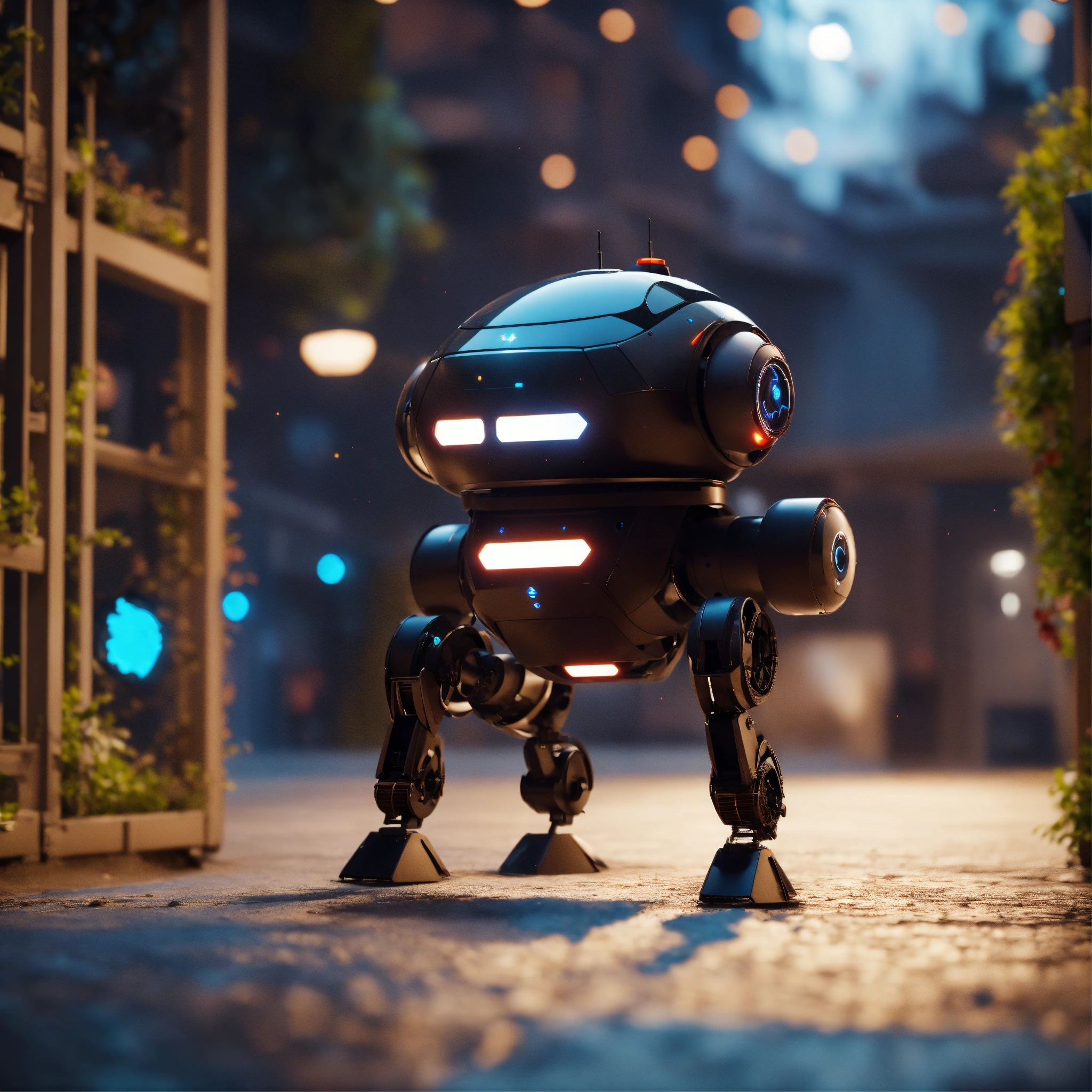 Lexica - A black small flying robotic patrol bot ready to attack in the ...