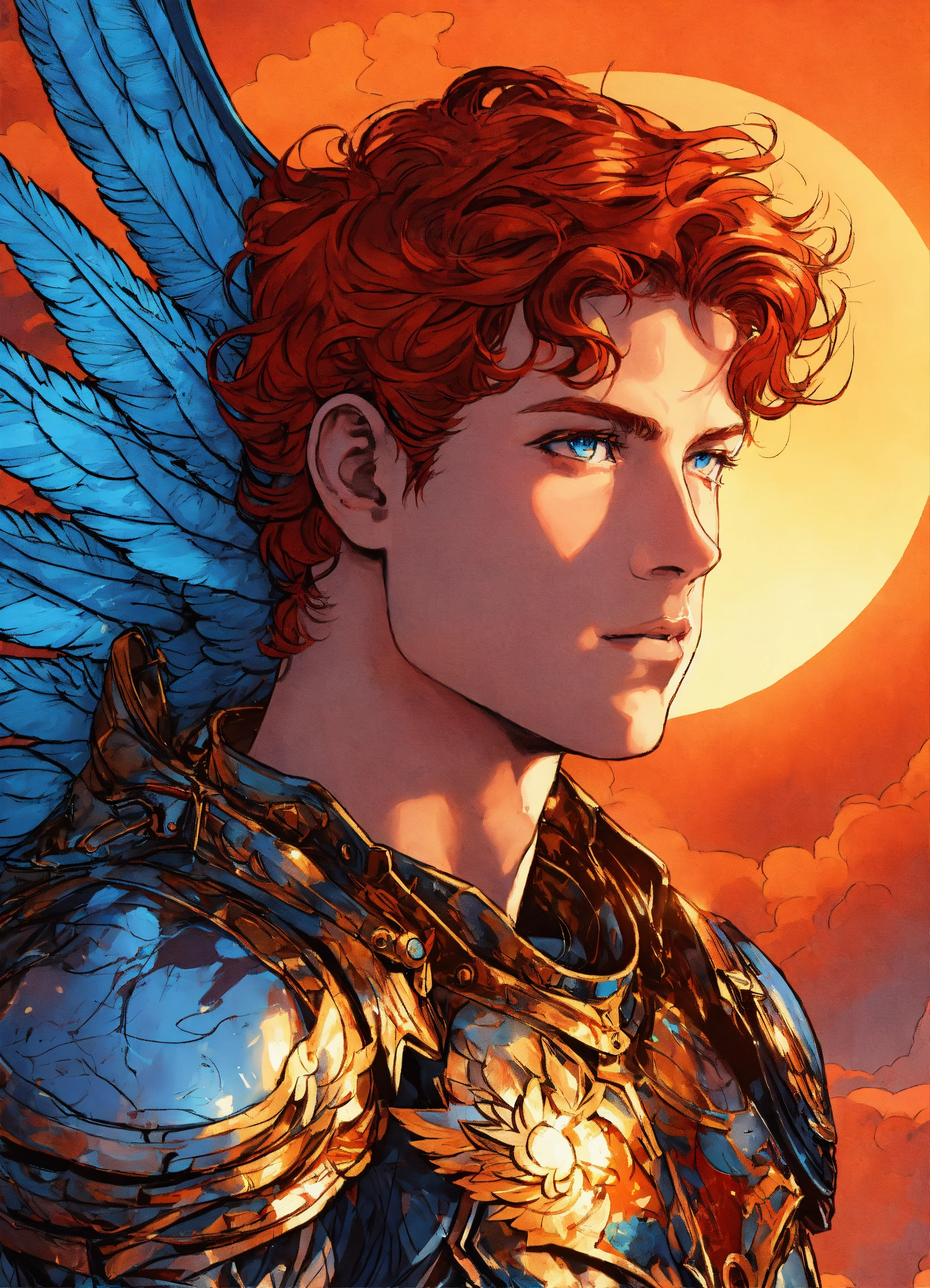 Lexica - Pop Art, mysterious beautiful Red-haired male angel, large ...