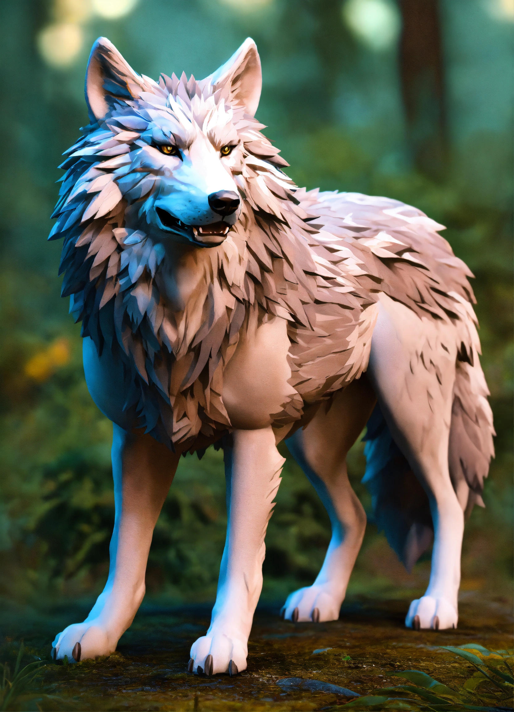 Lexica - Feral wolf with big round belly, 3D style