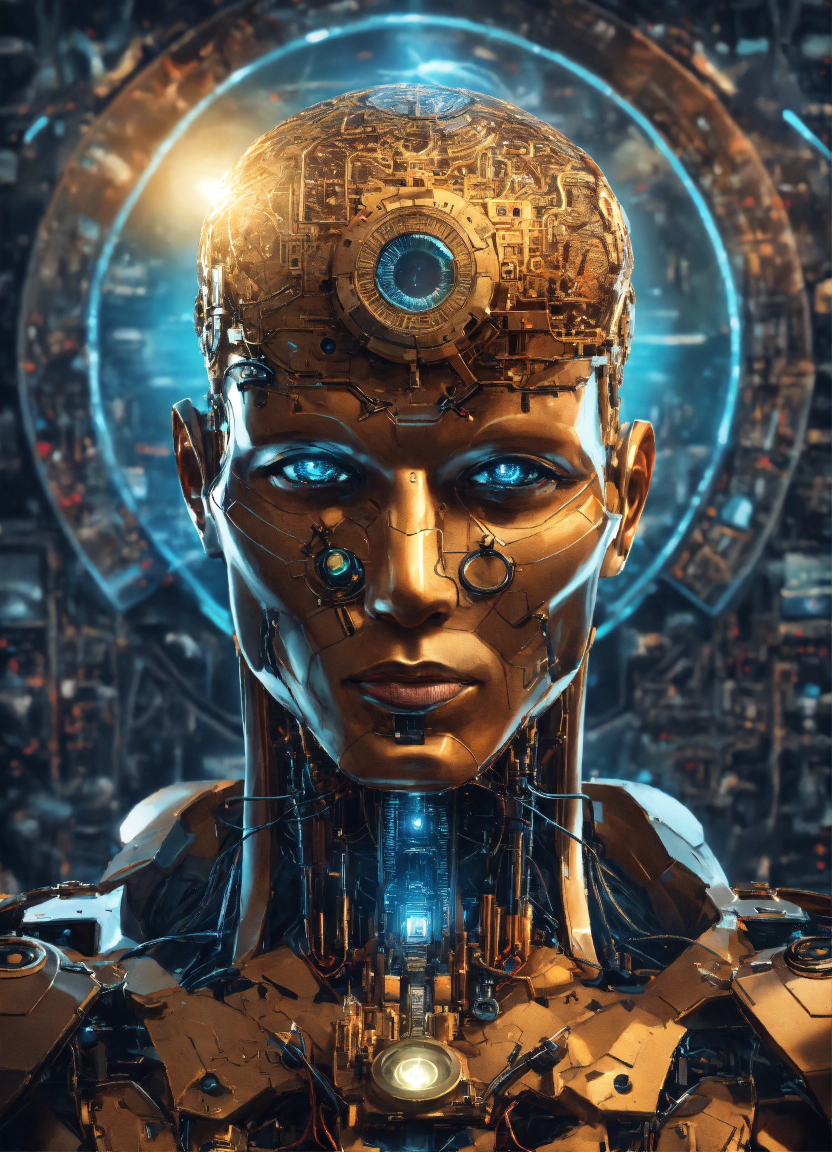 Lexica - AI omnipotent super evil AI mega god holding a magnifying ...