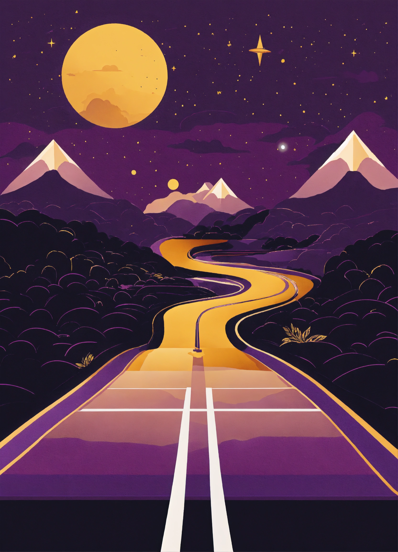 Lexica - Flat vector illustration of a road to a welthy life, in black ...