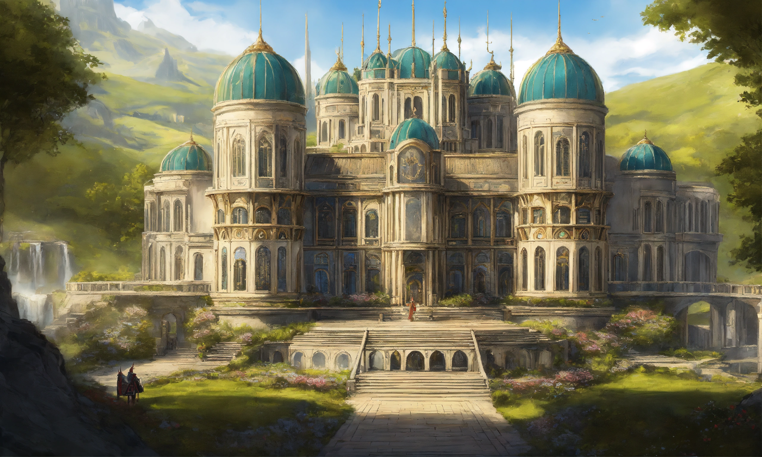 Lexica - Drawing of a fully shown elegant high elf sci fi palace in ...