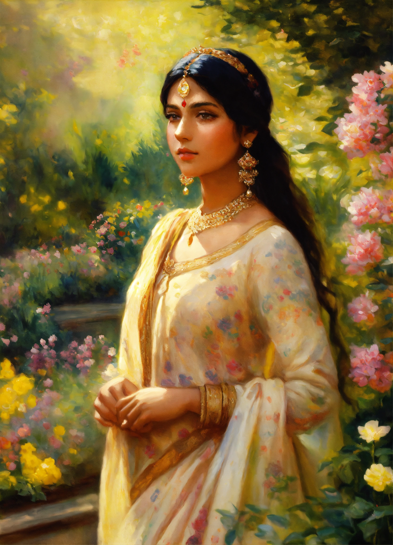 Lexica - Indian princess, natural face, facing forward, standing in ...