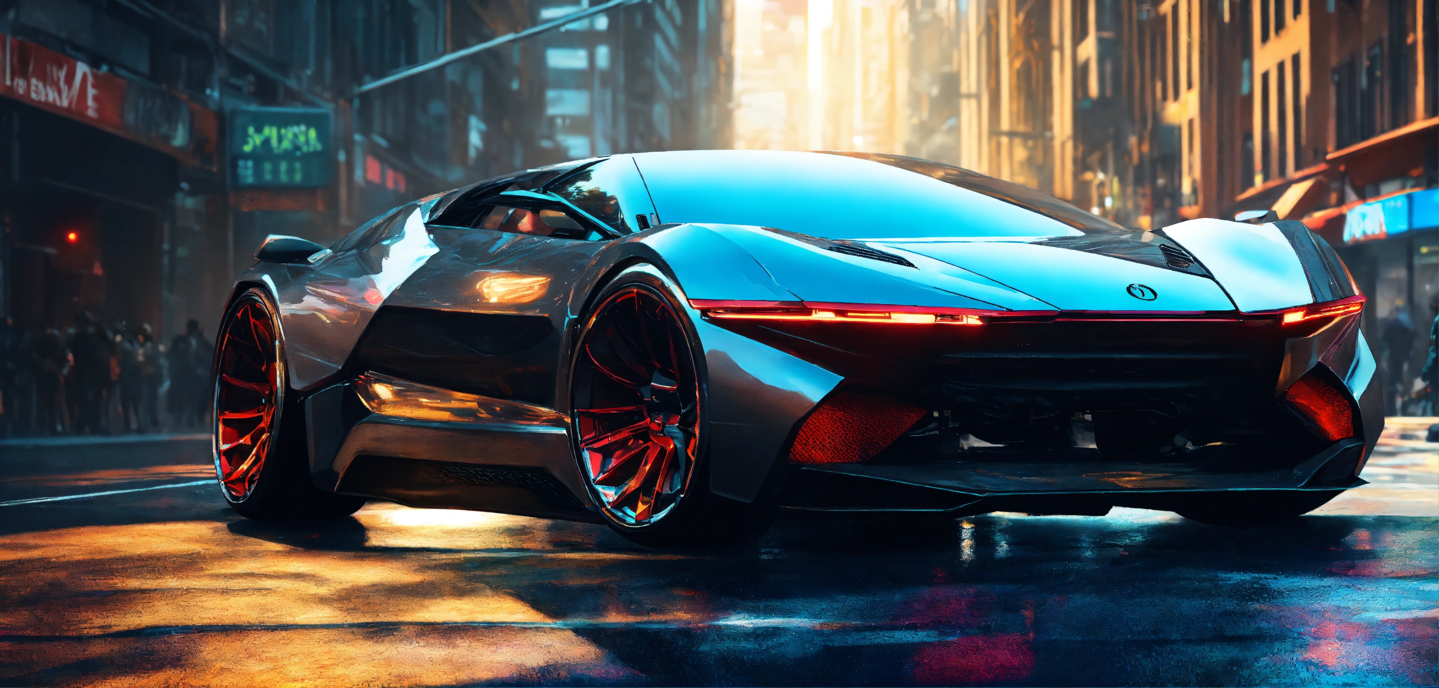 Lexica - Cyberpunk digital art, Anthracite armored luxus sports car on ...