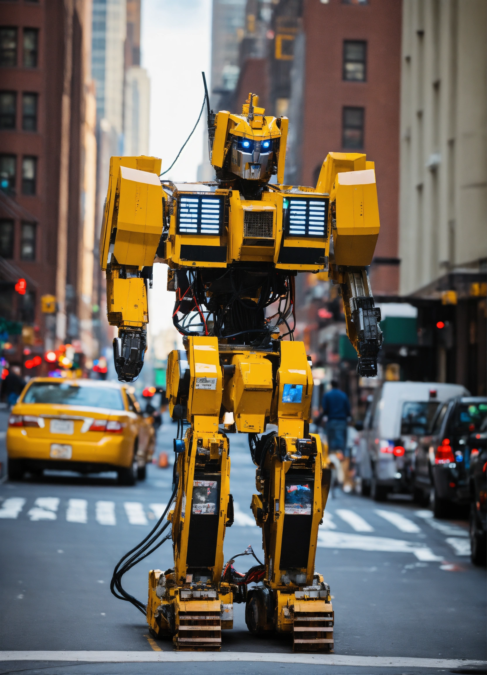 Lexica - In this photograph taken in a street in New York a robot ...