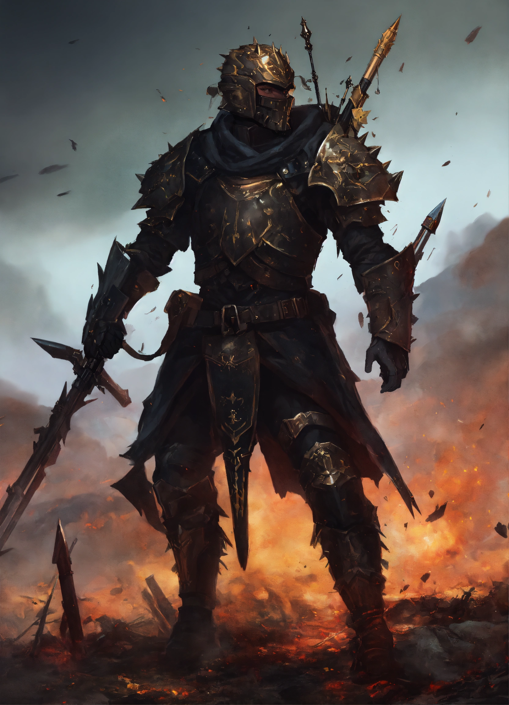 Lexica - A human soldier with a black spiked loriga segmentada armour ...