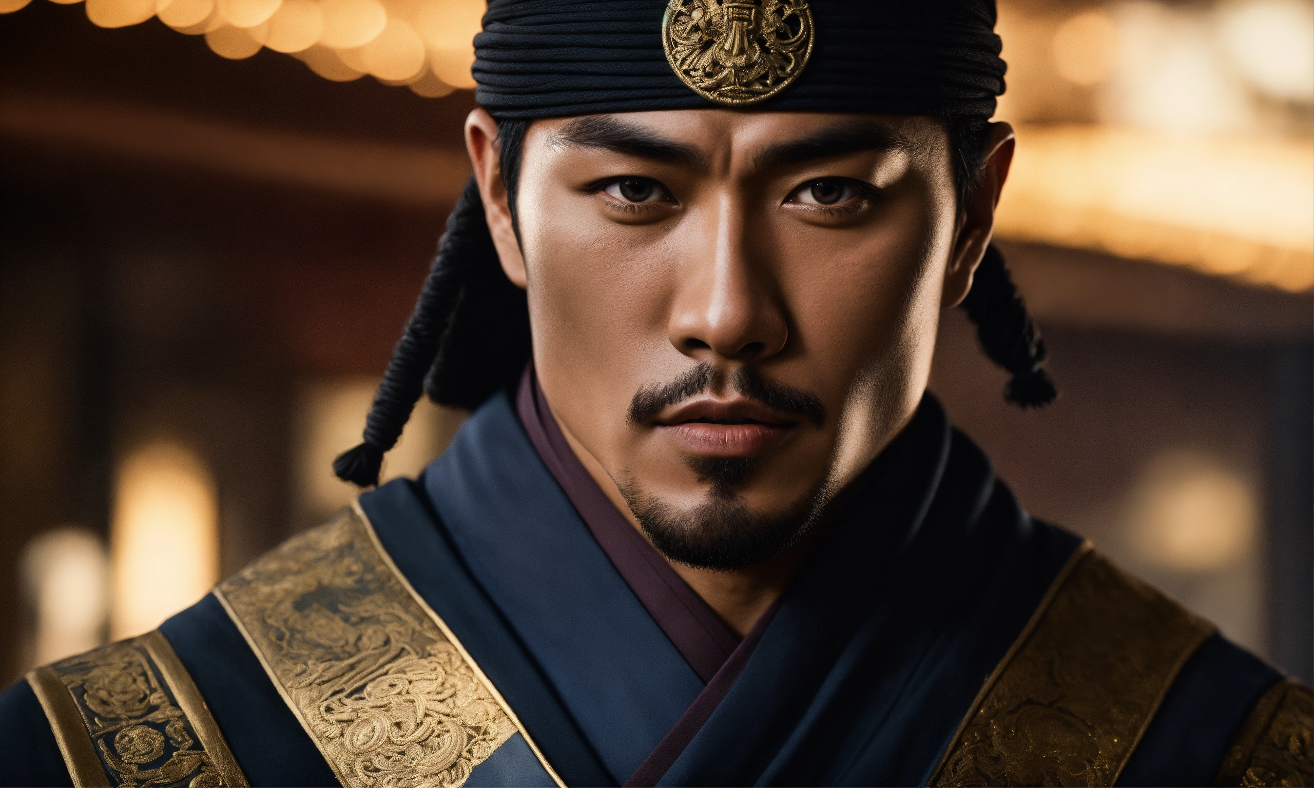 Lexica - Text portrait of a stunningly handsome Asian samurai with ...