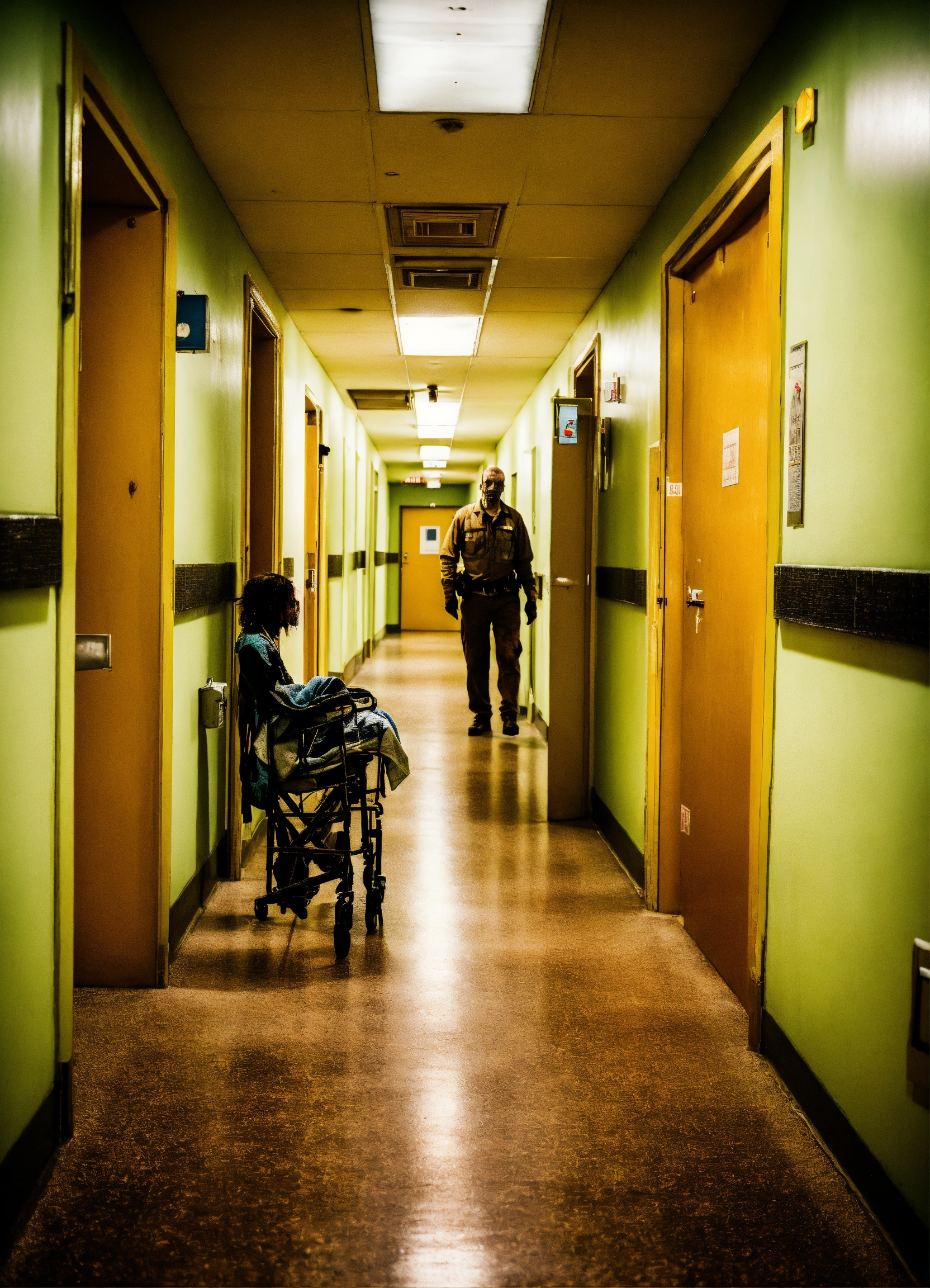 Lexica - Documentary photography of zombie apocalypse inside a corridor ...