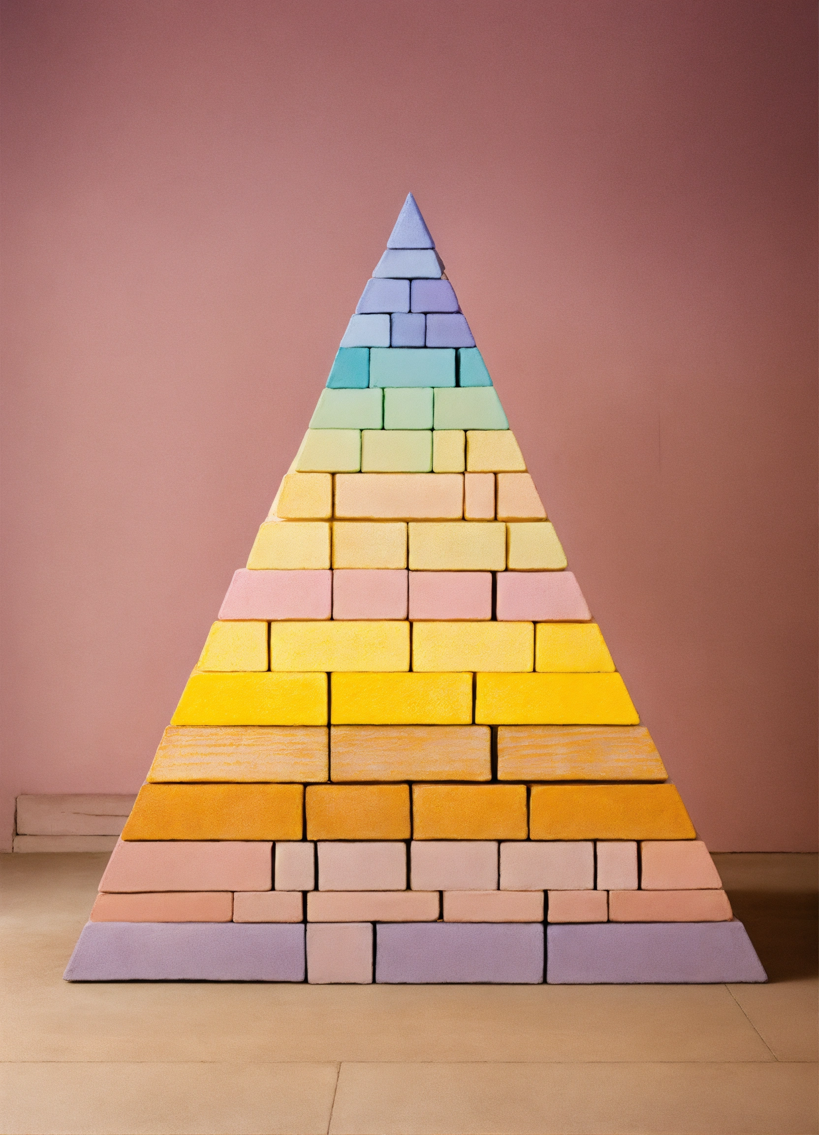 Lexica - Pyramid, split in 5 rows, each row with a rainbow pastel colors