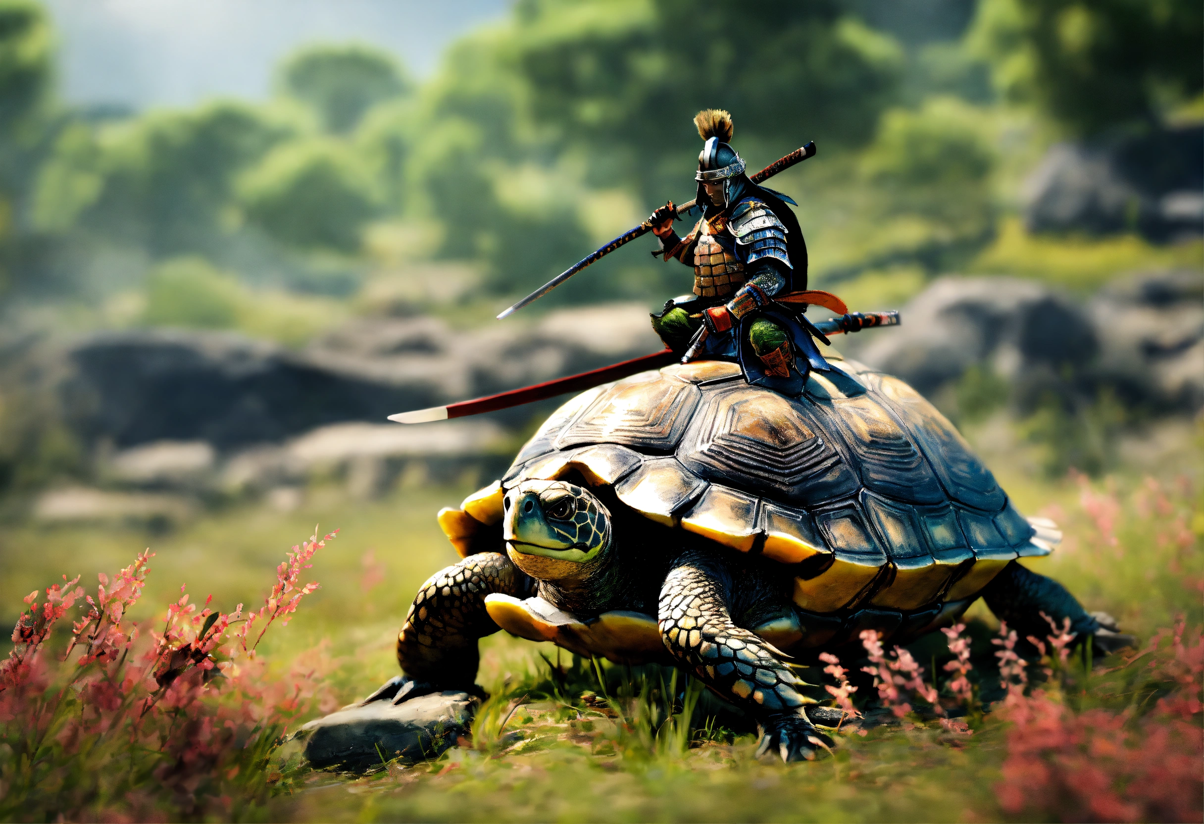 Lexica - Turtle Samurai. Battlefield. Hyper realistic.