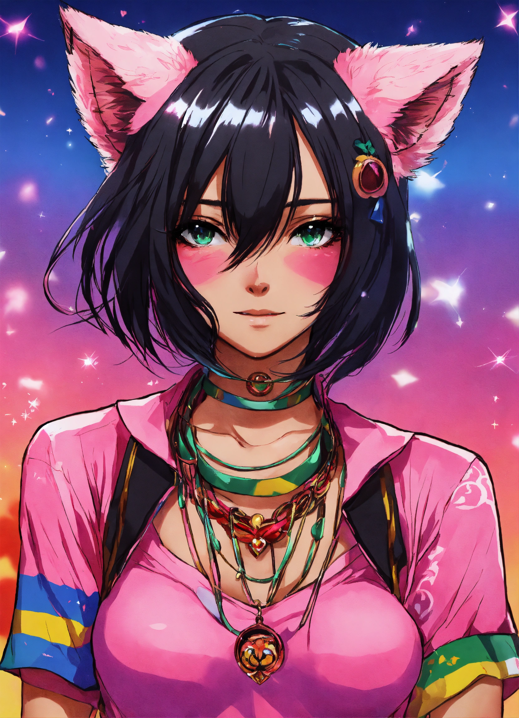 Lexica - A transgender woman with emo cut black hair, streak in front ...