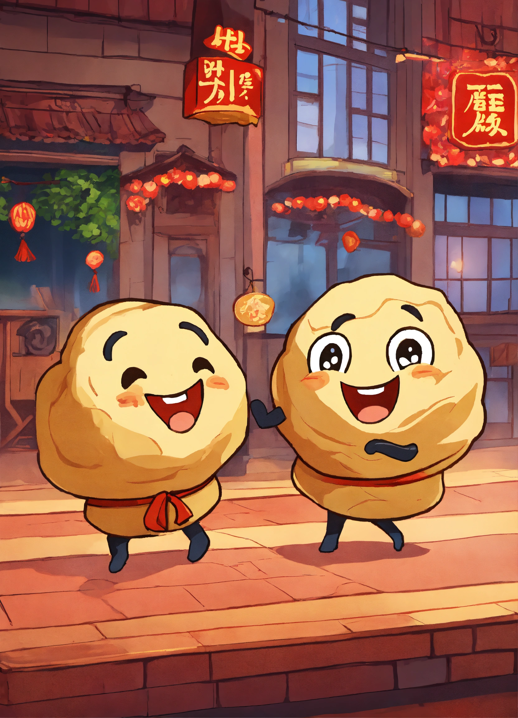 Lexica - A cartoon of dancing Talking fried dumplings
