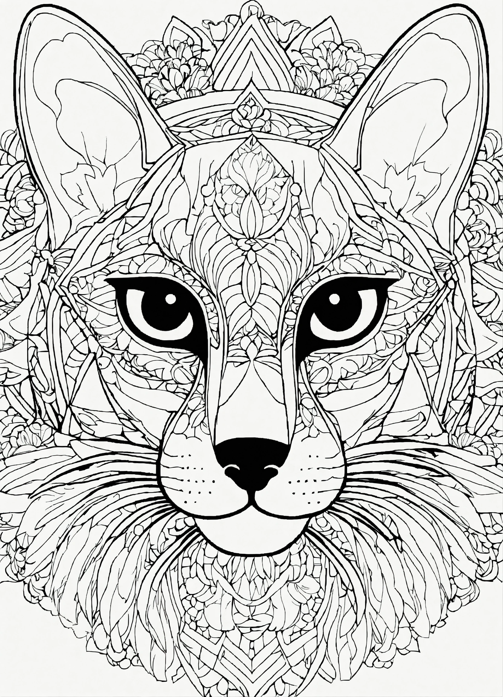 Lexica - Coloring page for adults, bold lines, dark lines, mandala ...