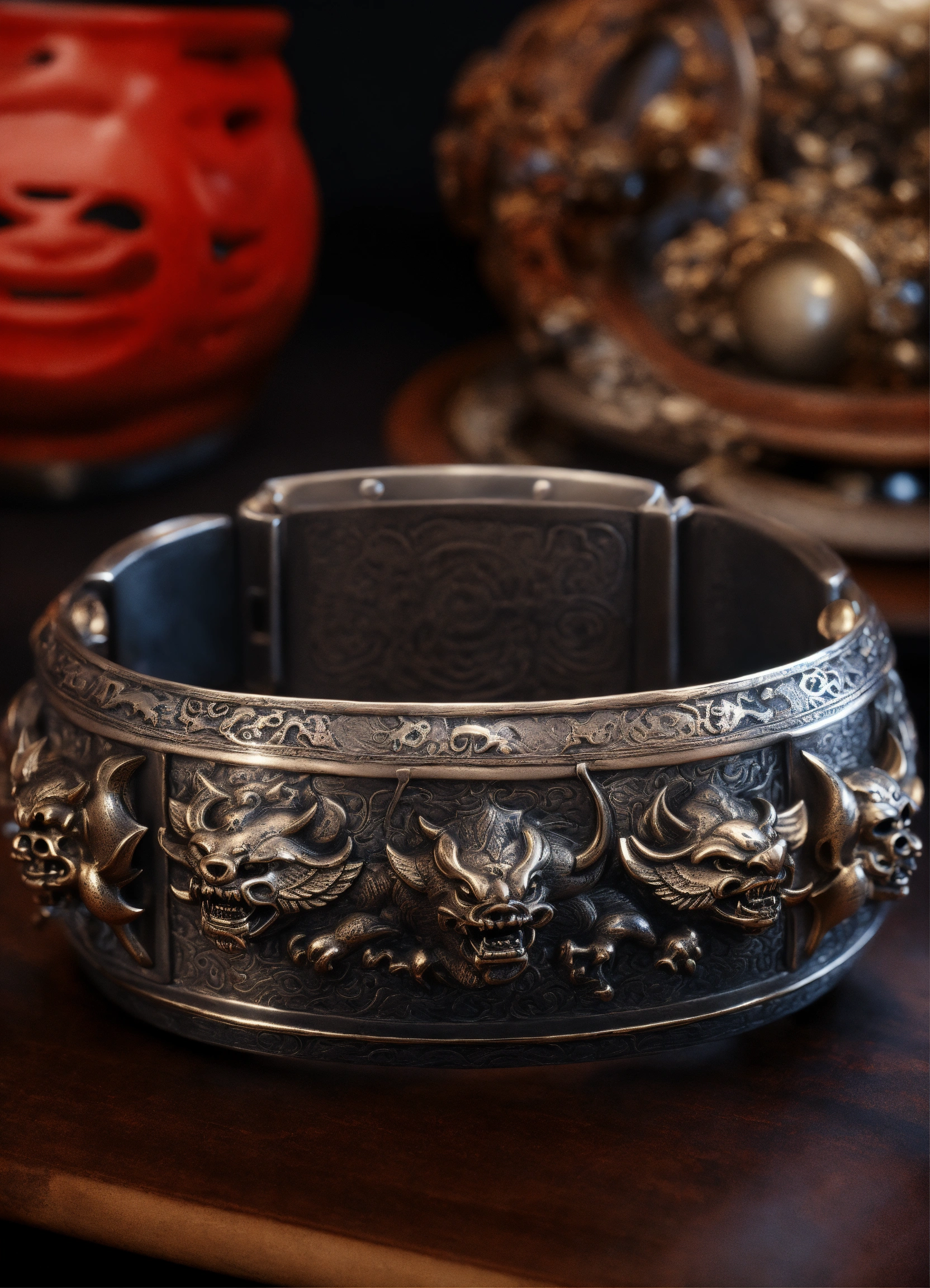 Lexica - Meiji Period demon bracelet, Ford Hallam Style, Shibuichi ...