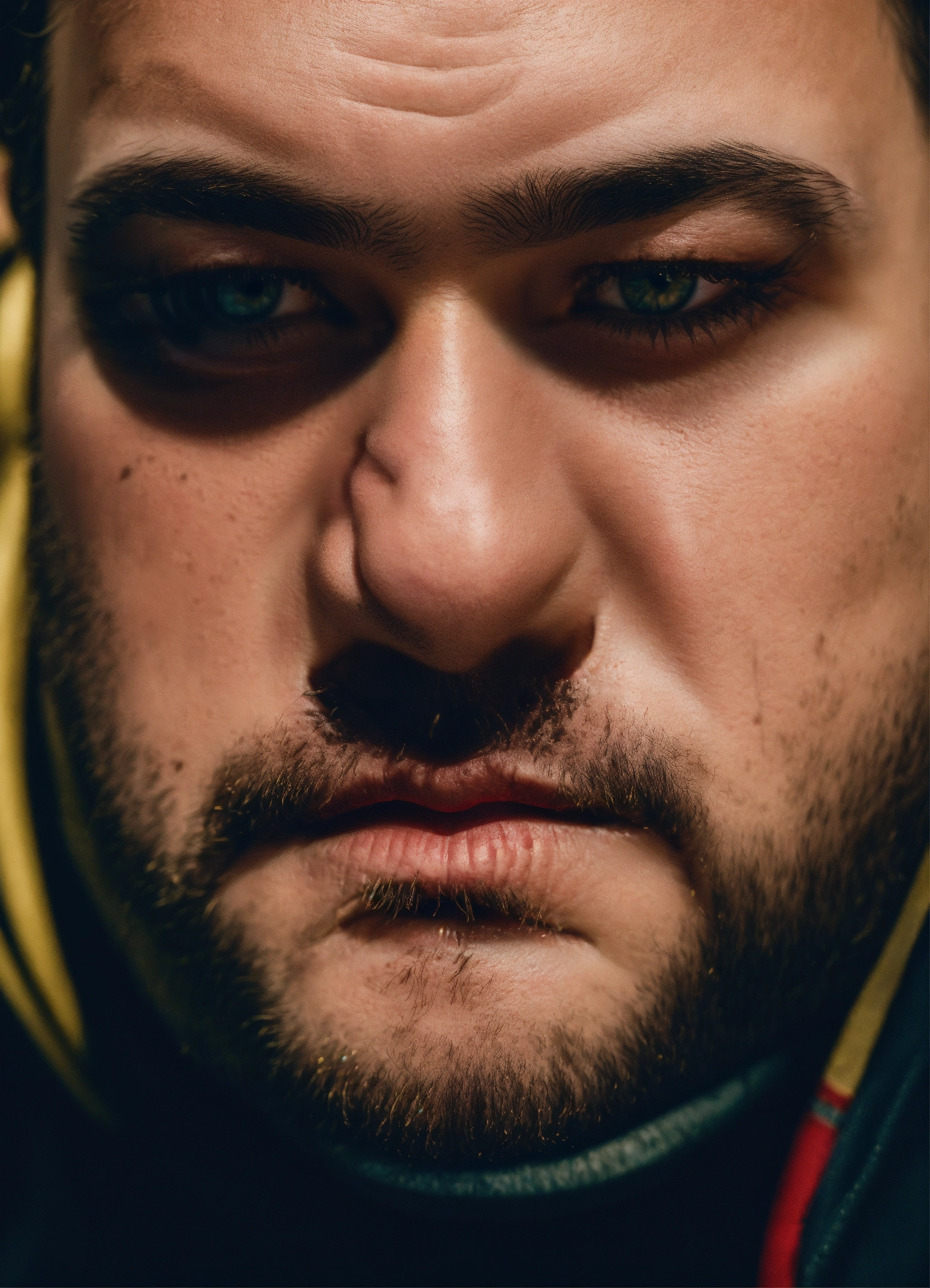 Lexica - A very big and brave man with both eyes swollen shut from the ...