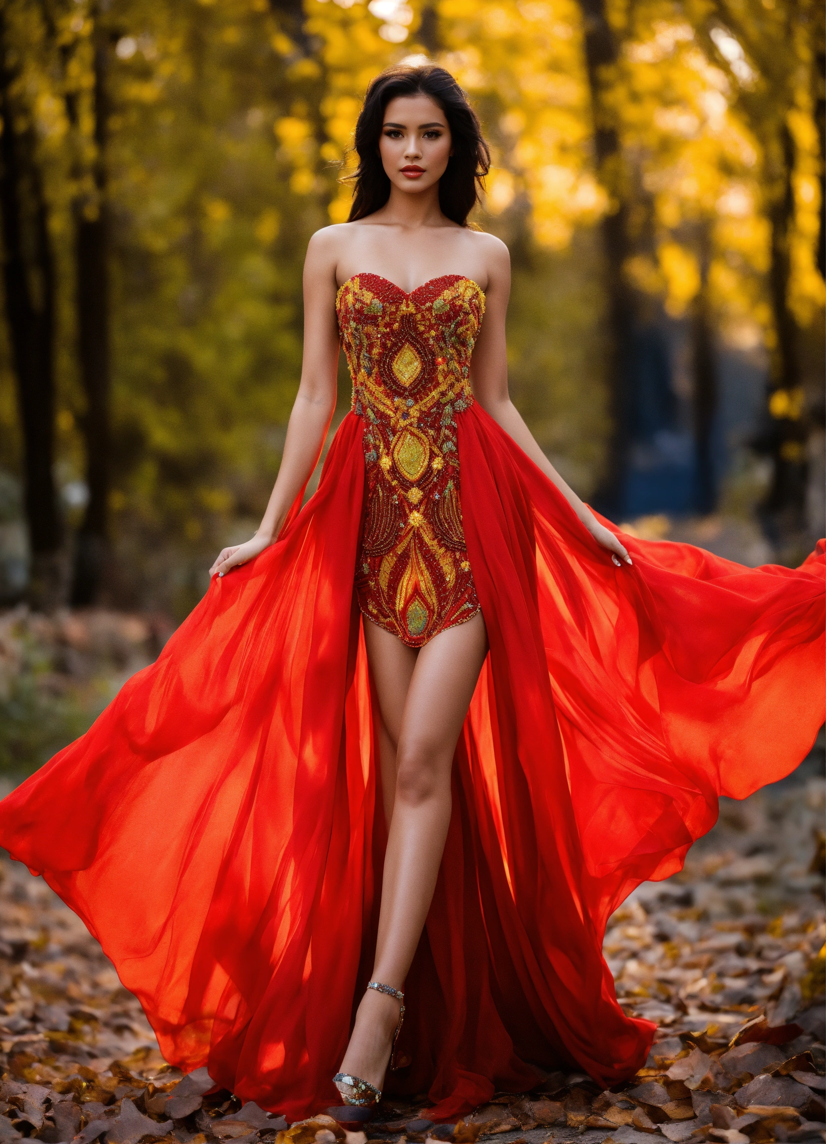 Lexica - Generate a fire inspired dress. it should catch attention and ...