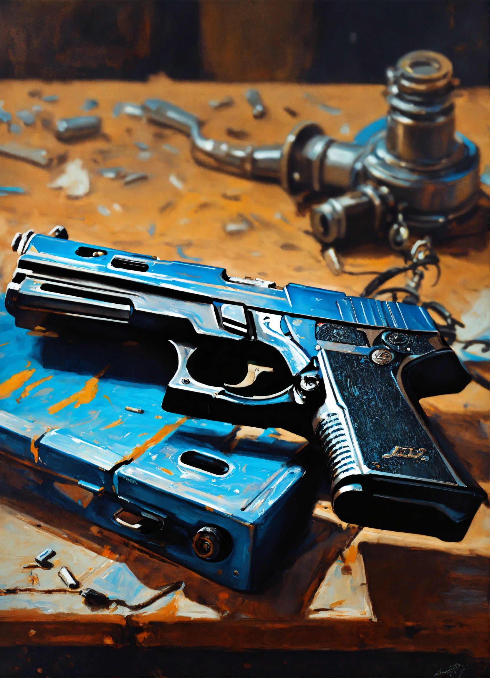 Lexica - Cyberpunk dark black handgun and machine pistol Metalic gun ...