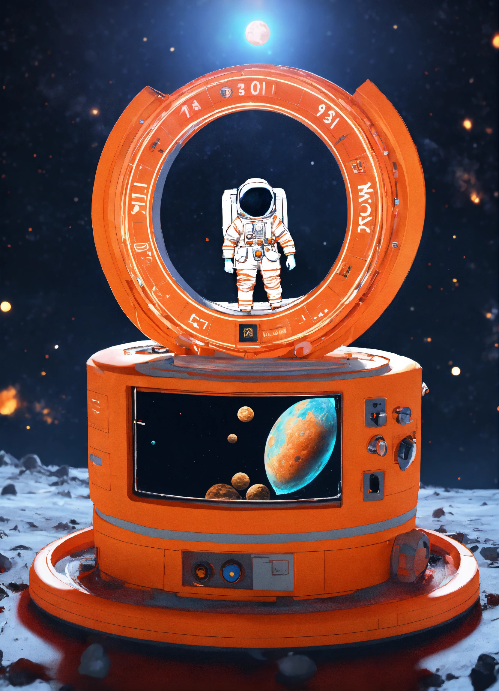 Lexica - Cute Astronaut spin wheel on the moon and win jackpot orange ...