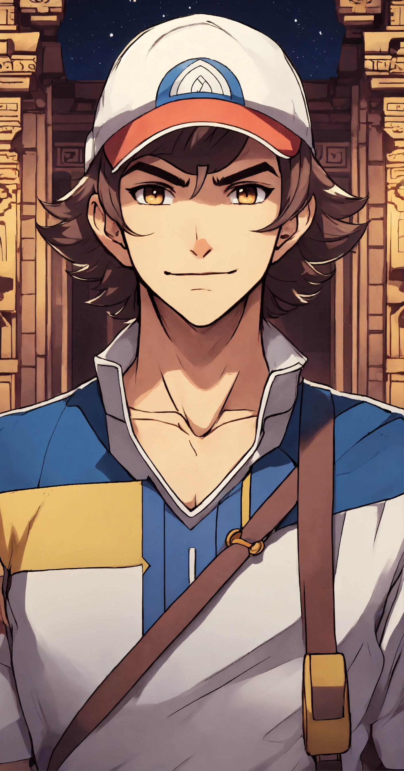 Lexica - A Pokemon trainer guy 30 years old with curly long hair and ...