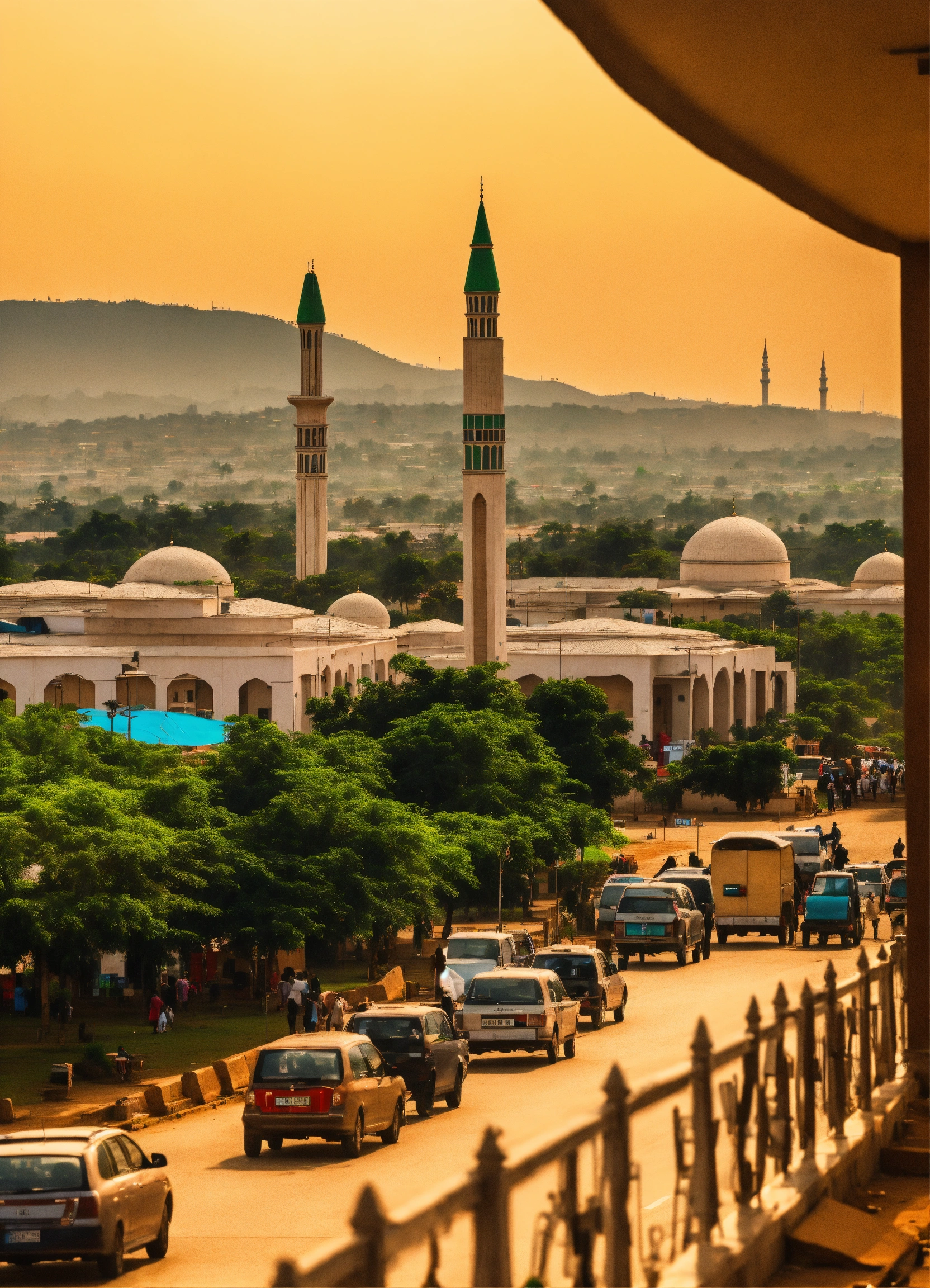 Lexica - Abuja cityscape, include Abuja national mosque at distance ...