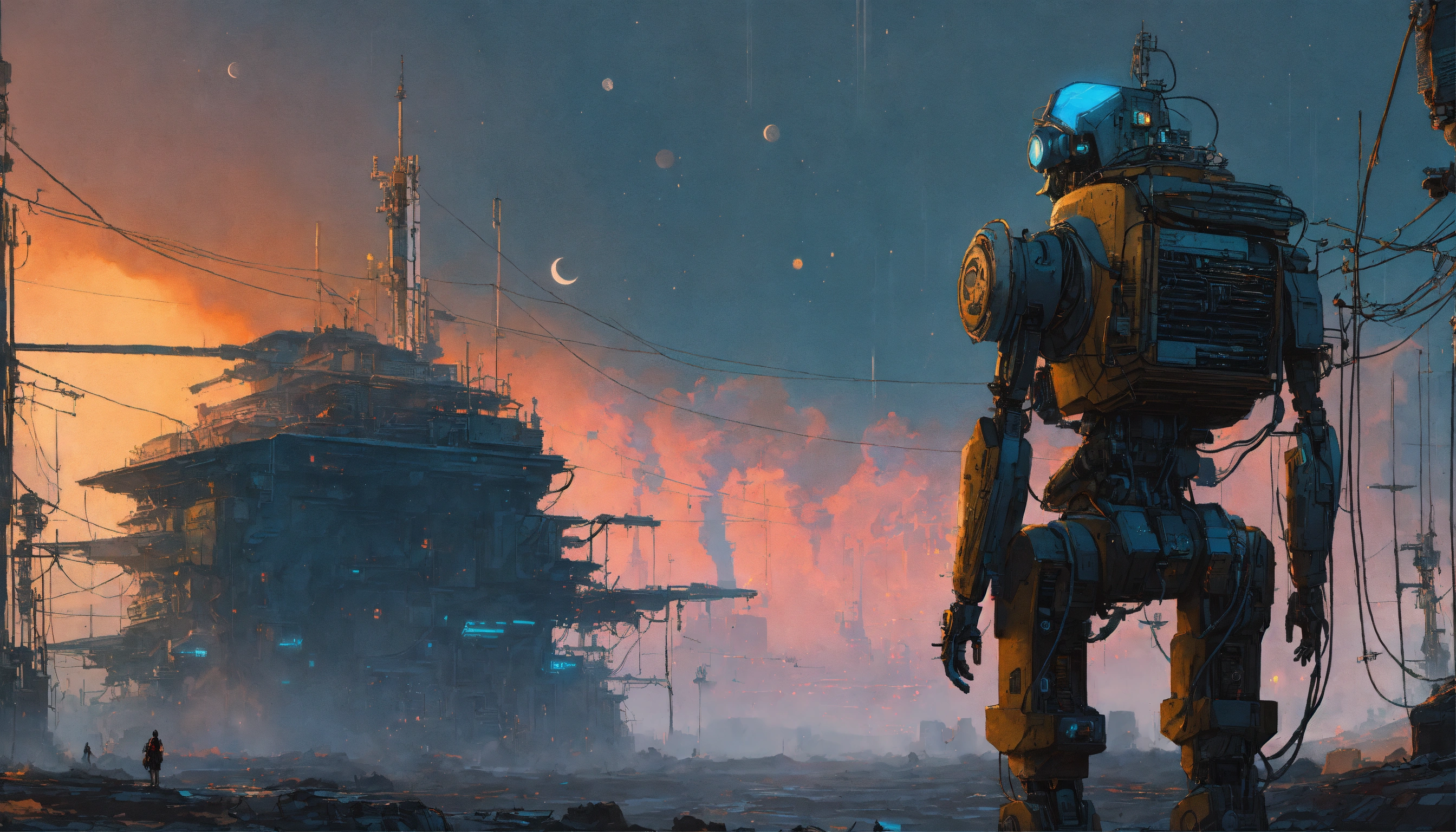 Lexica - [a robot dreadlocks made of wires smoking] [moonscape ...