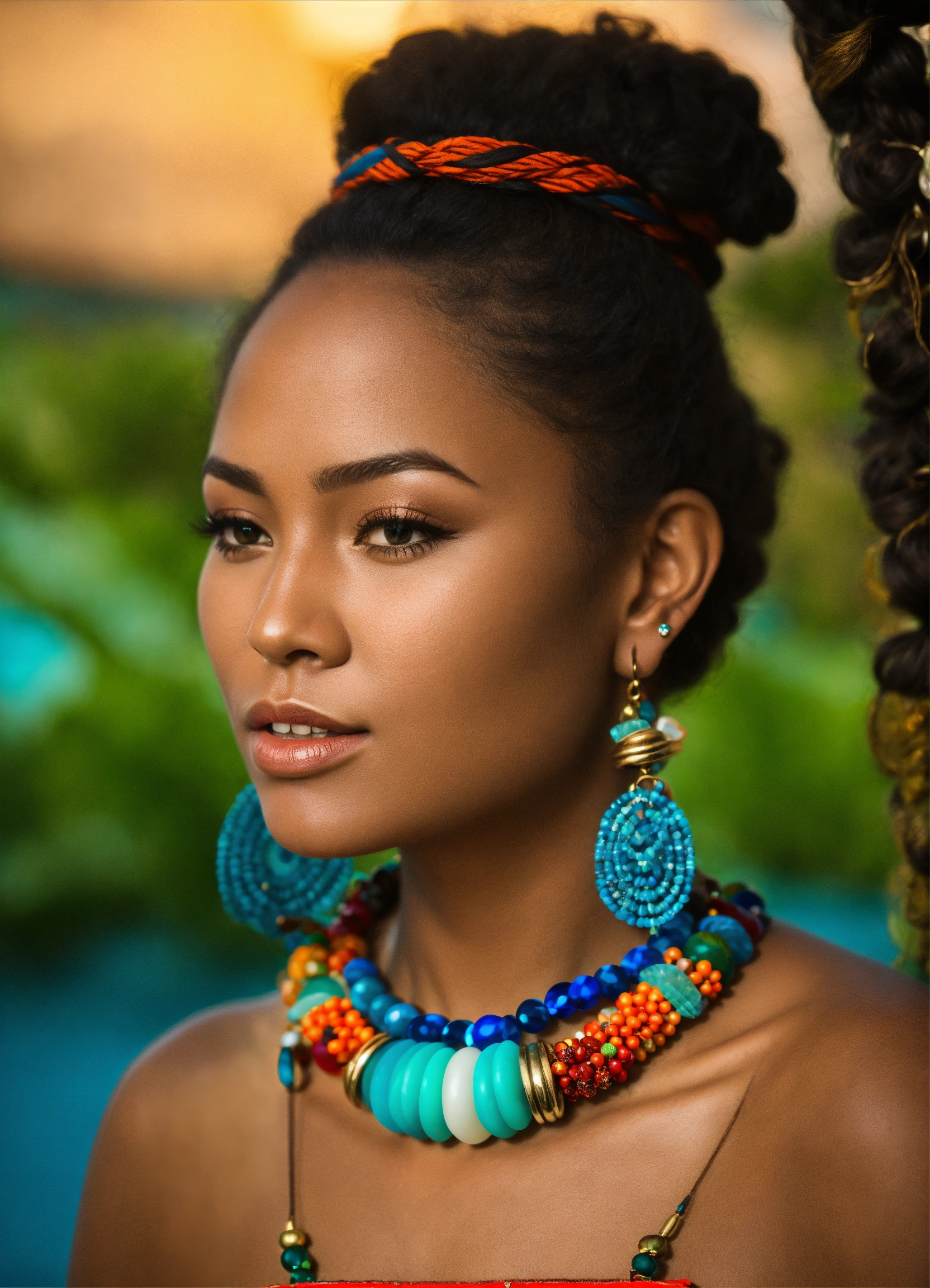 Lexica - Create a Island girl head to chest logo image with nice island ...