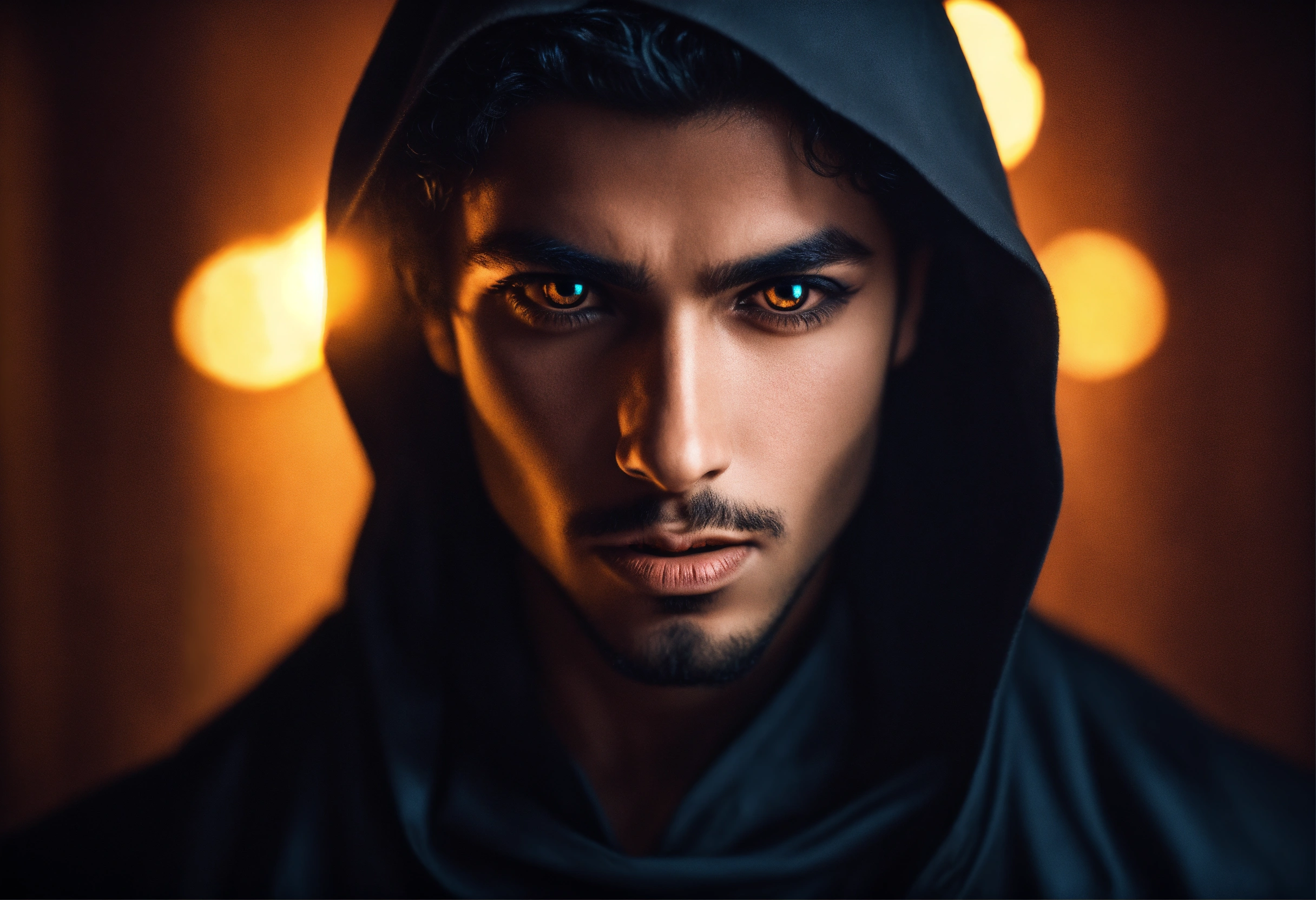 Lexica - Dramatic headshot of a young handsome Arabic vampire with ...